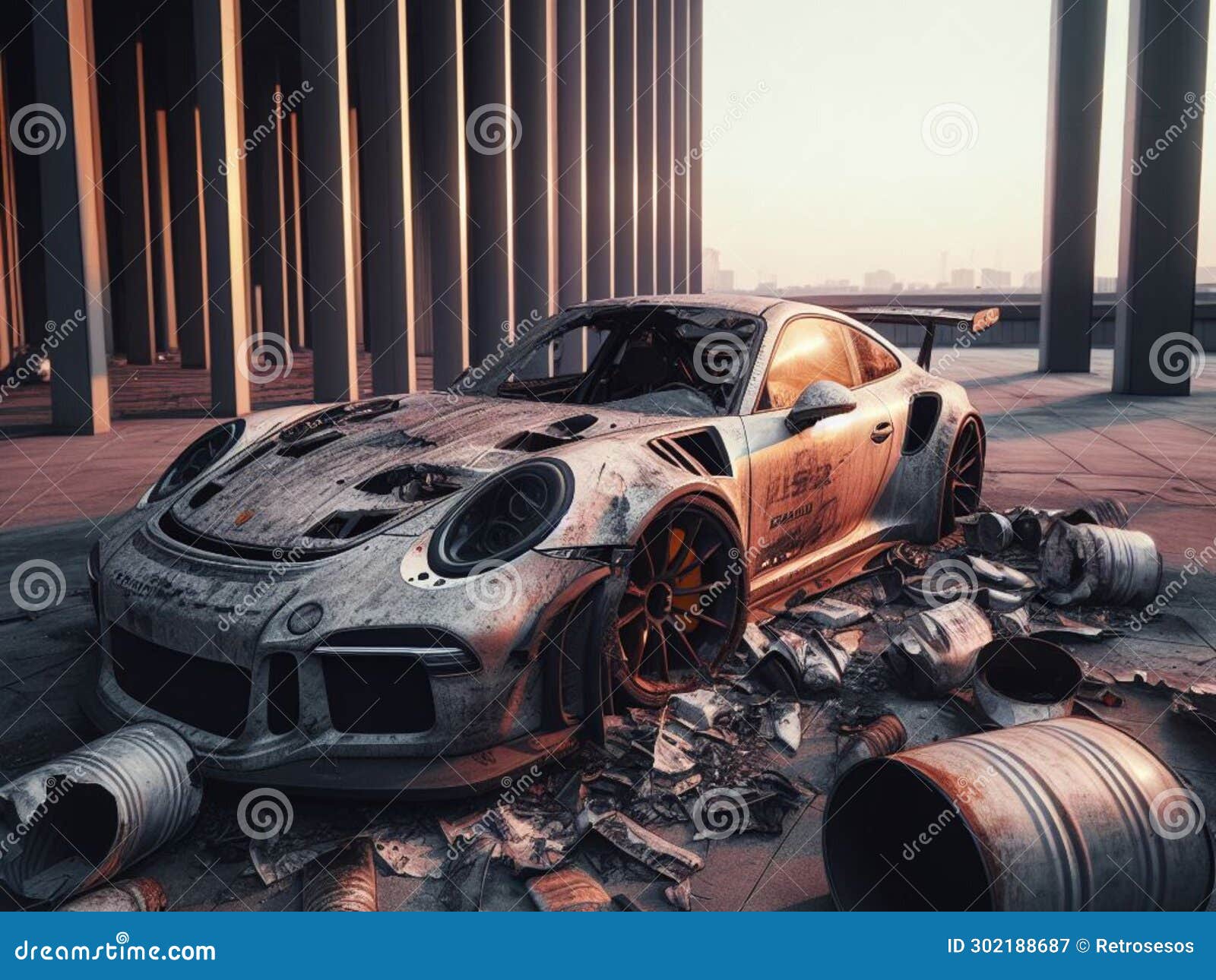 Crashed Abandoned Rusty Expensive Atmospheric Supercar Circulation ...