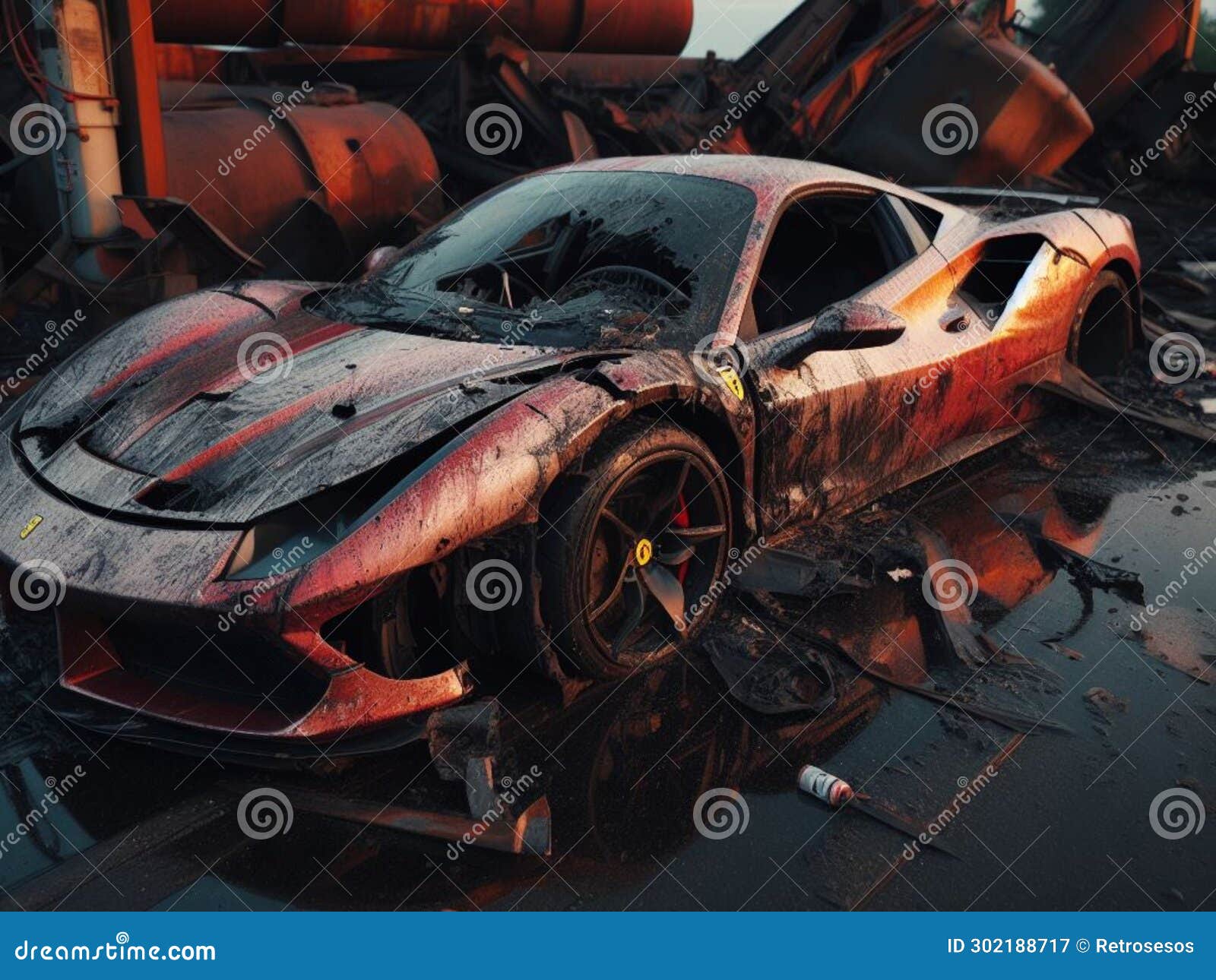 Crashed Abandoned Rusty Expensive Atmospheric Supercar Circulation ...