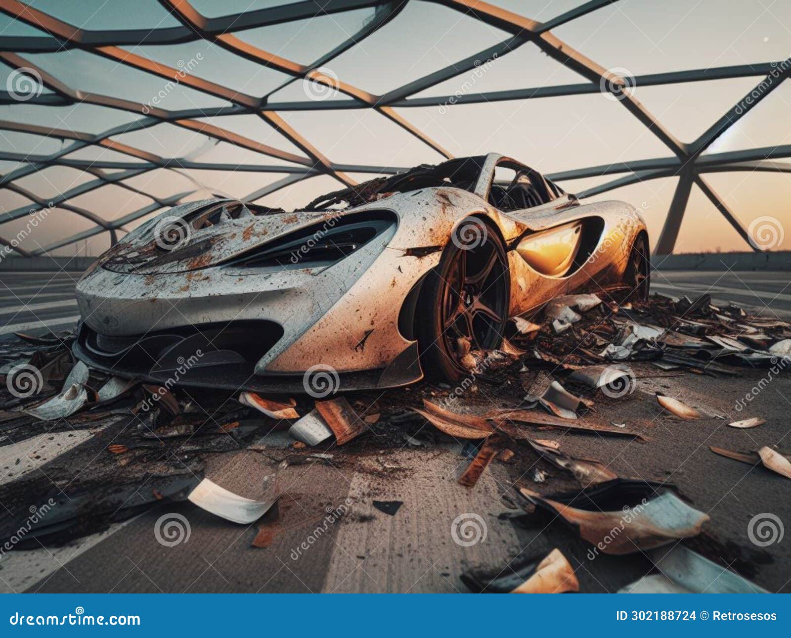 Crashed Abandoned Rusty Expensive Atmospheric Supercar Circulation ...