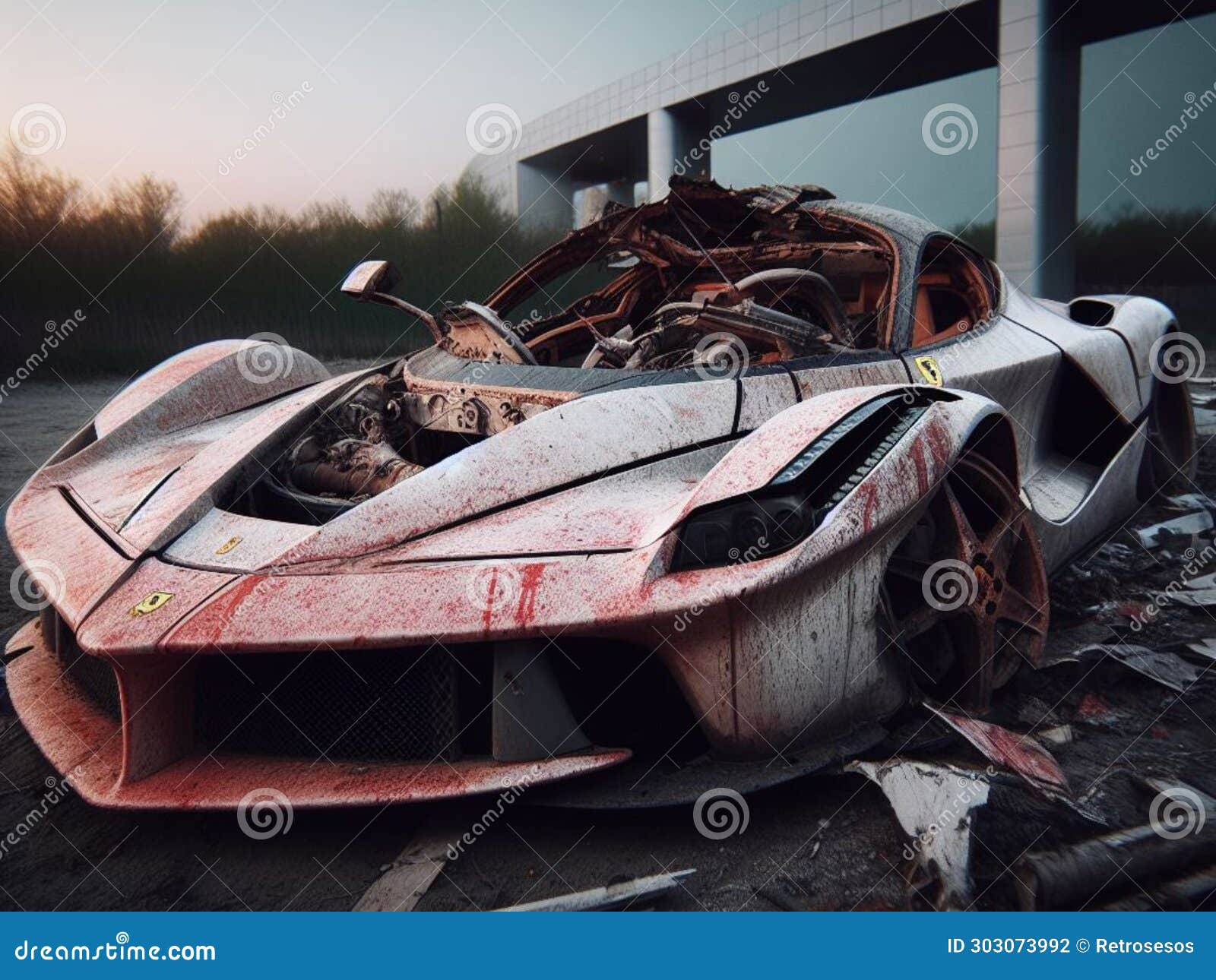 Crashed Abandoned Rusty Expensive Atmospheric Supercar Circulation ...