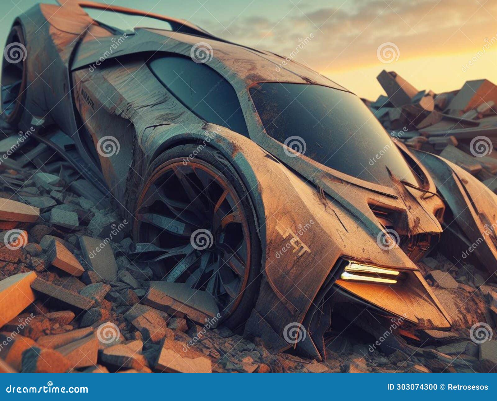 Crashed Abandoned Rusty Expensive Atmospheric Supercar Circulation ...