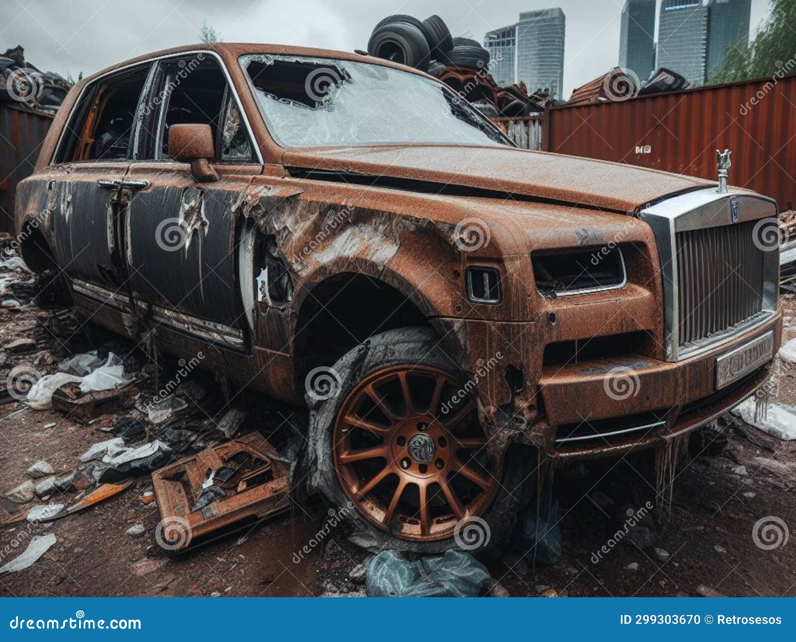 Crashed Abandoned Rusty Expensive Atmospheric Suv As Circulation Banned ...