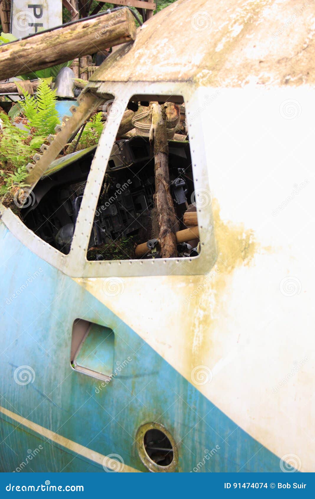Cockpit Of Wrecked Military Aircraft. Blisters Are Broken Royalty-Free ...