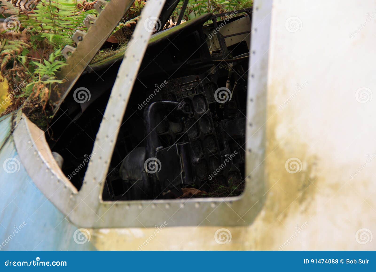 Cockpit Of Wrecked Military Aircraft. Blisters Are Broken Royalty-Free ...