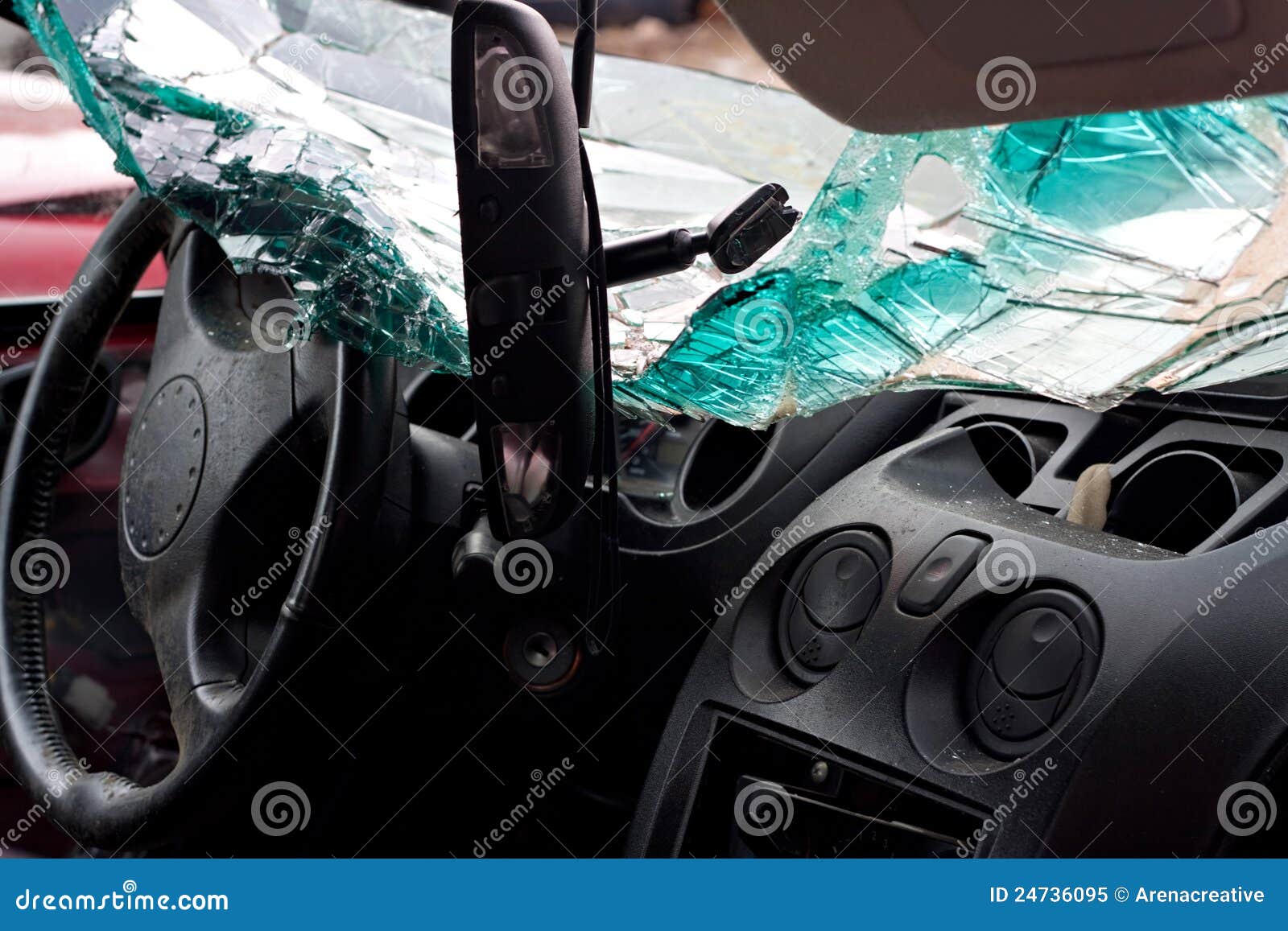 Crashed Automobile Interior Stock Image - Image of interior, shattered ...