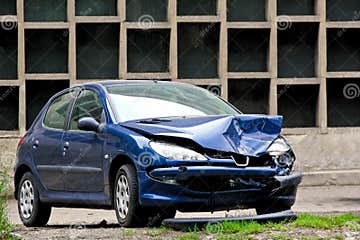 Crashed blue car stock image. Image of impact, automobile - 17161617