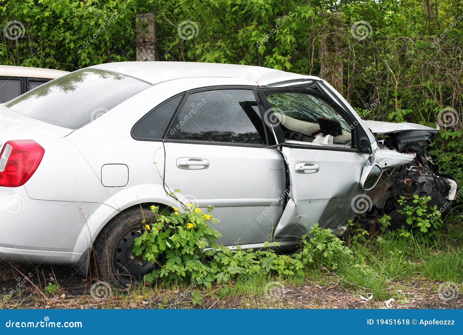 Crashed car stock photo. Image of traffic, grey, destroyed - 19451618