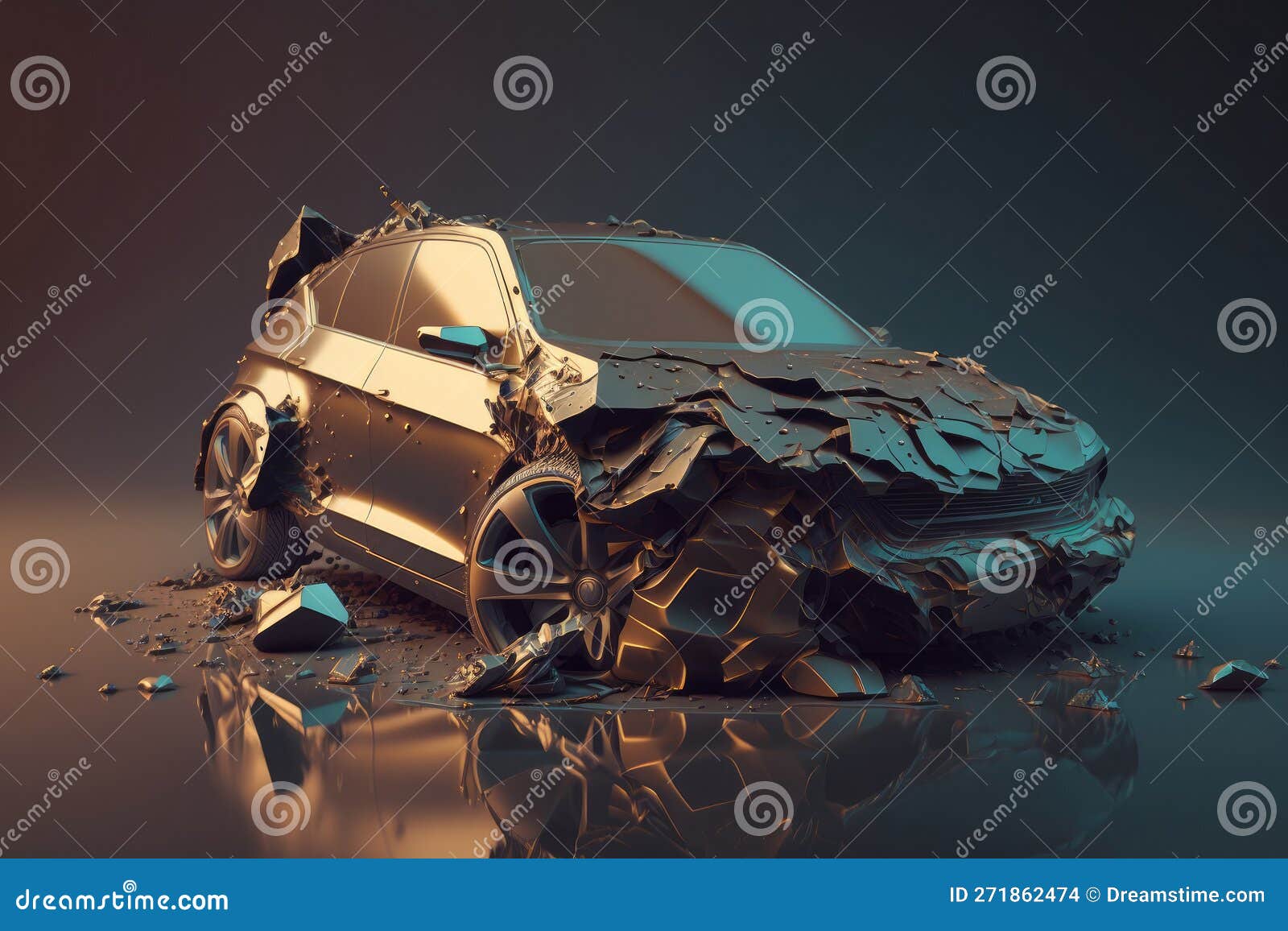 Crashed Car Concept Created with Generative AI Technology Stock ...