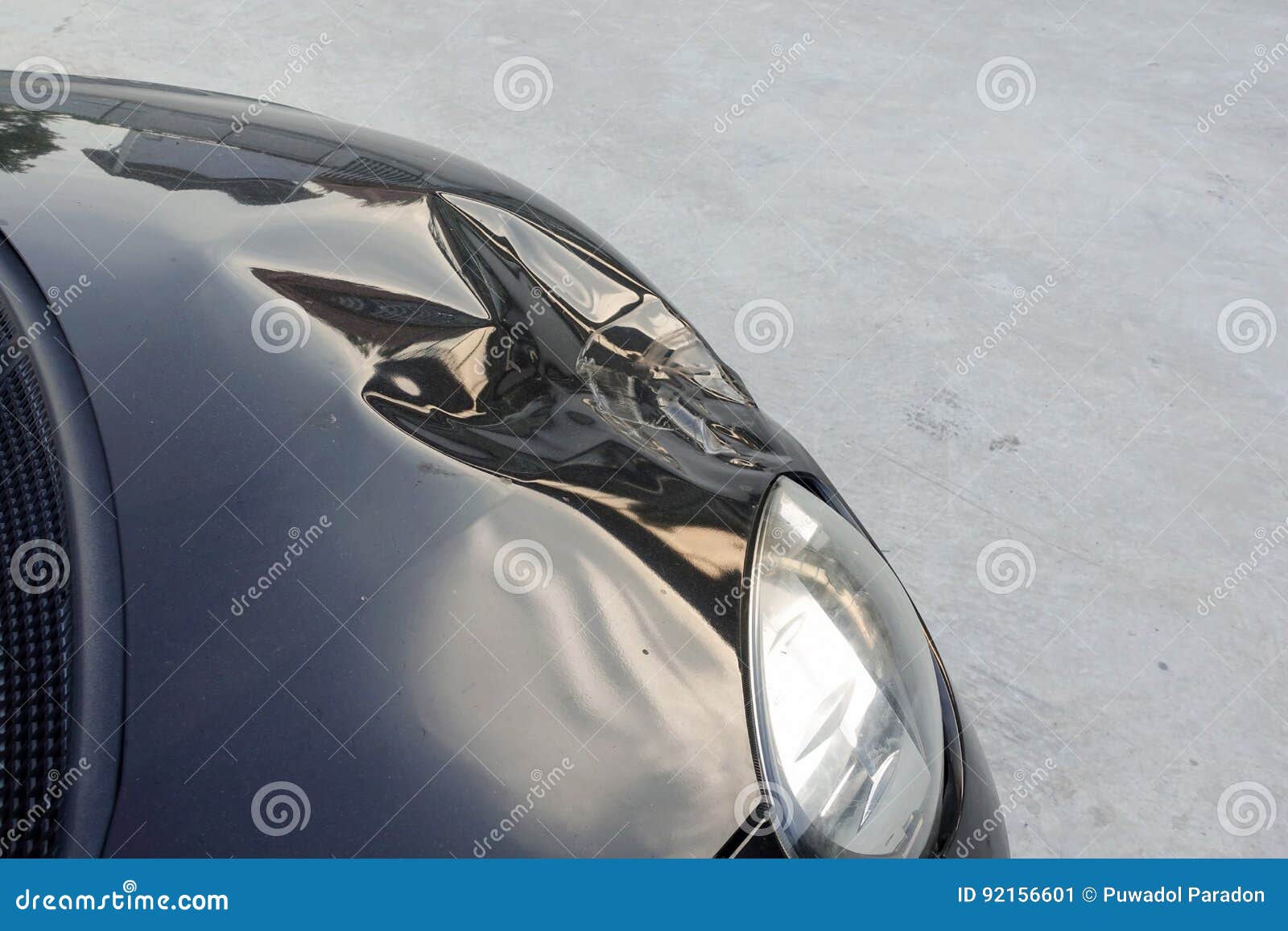 Crashed Car on Front Bonnet Stock Image - Image of street, safe: 92156601