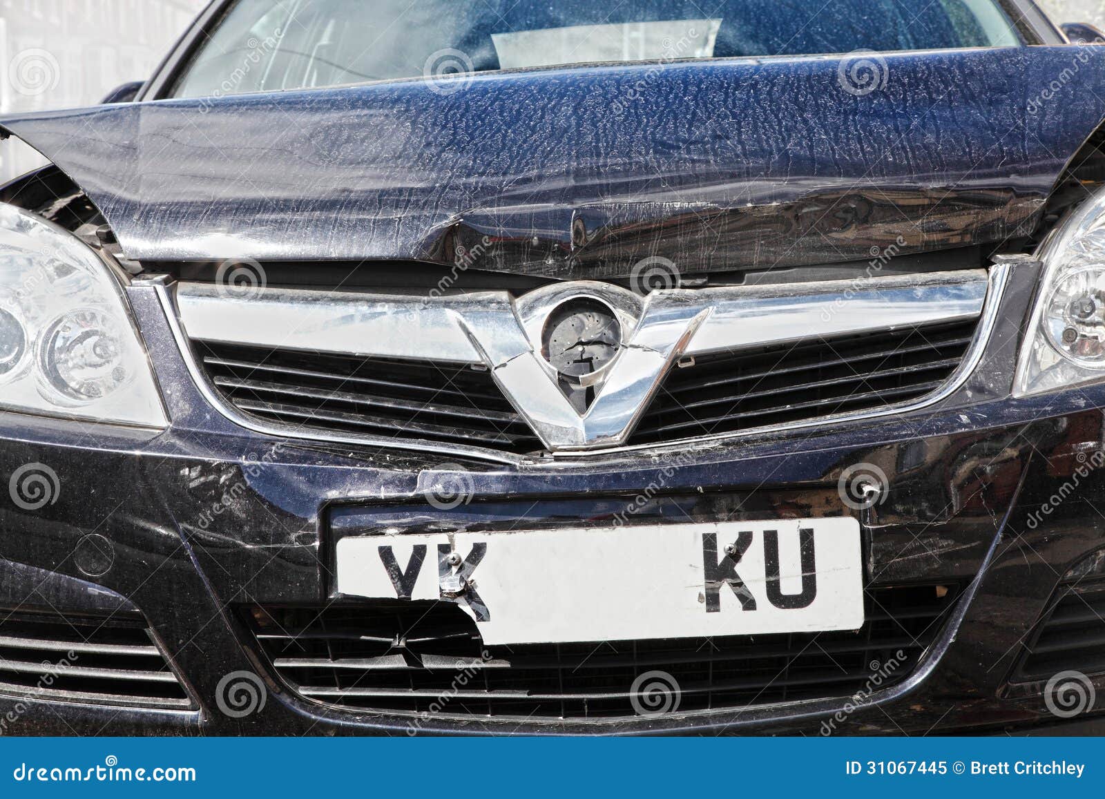 Crashed car front damage stock image. Image of damaged - 31067445