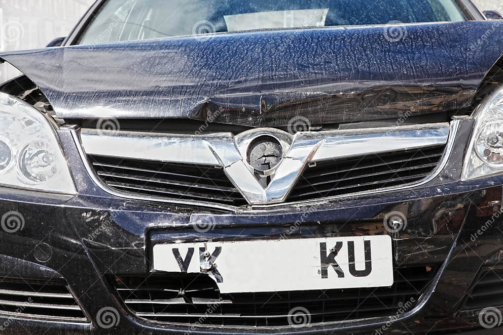 Crashed car front damage stock image. Image of damaged - 31067445