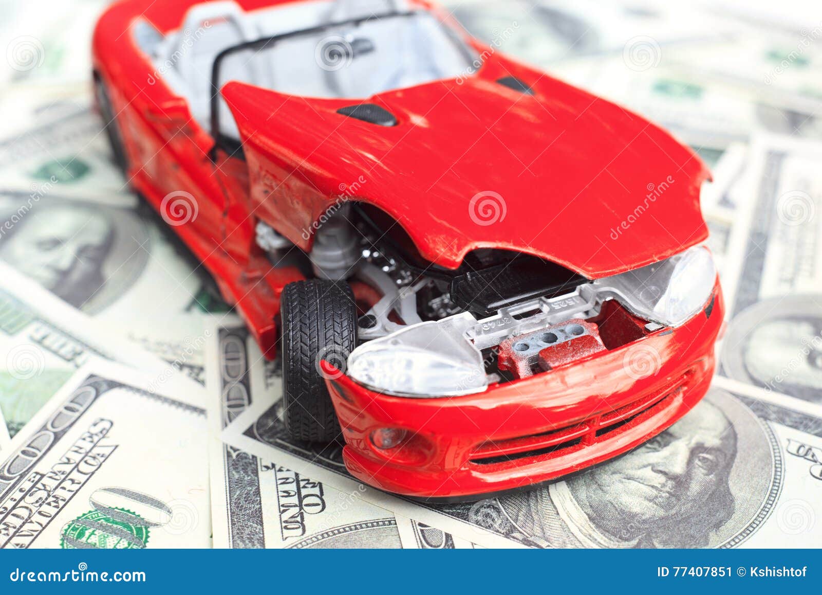 Crashed car and money stock image. Image of risk, money - 77407851