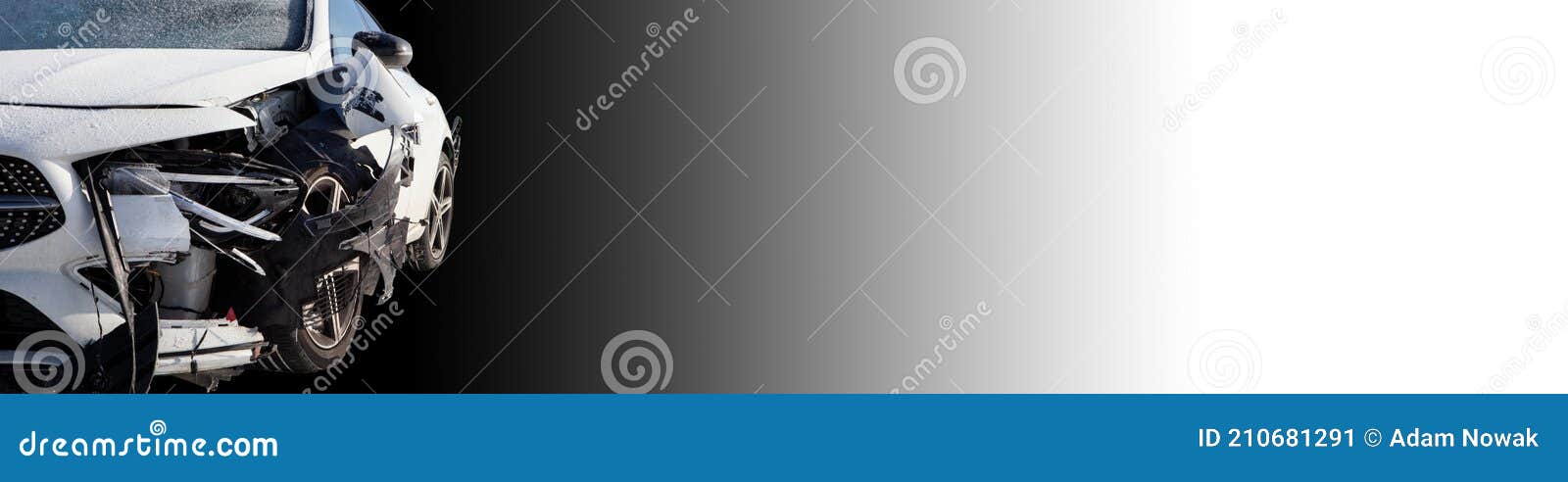 Front Side of Crashed Car from Accident - Banner Stock Image - Image of ...