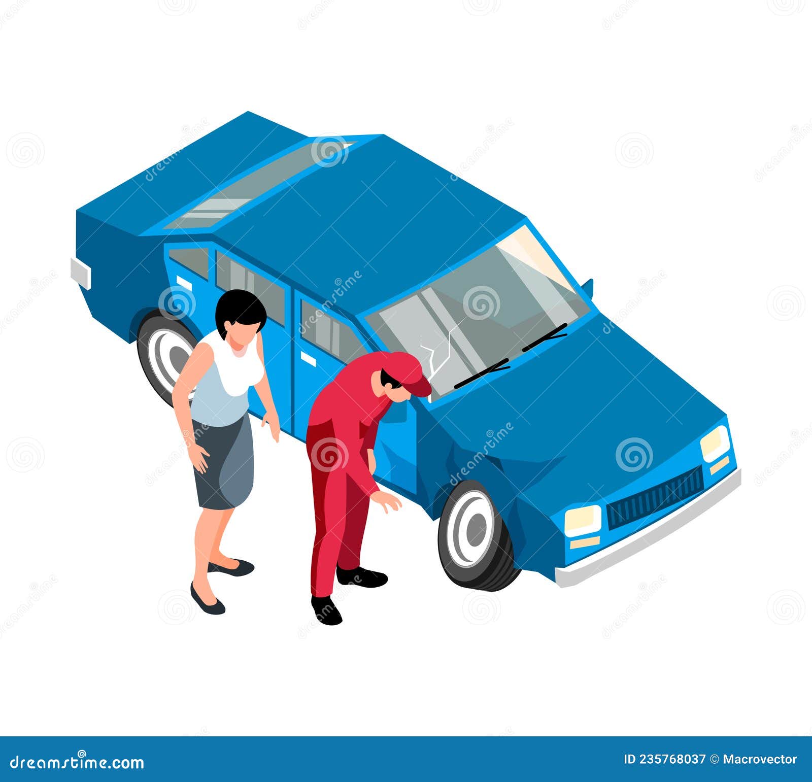 Crashed Car Recovery Composition Stock Vector - Illustration of team ...