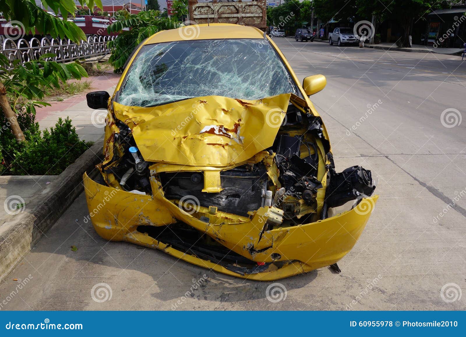 Crashed car stock photo. Image of crashed, speed, window - 60955978