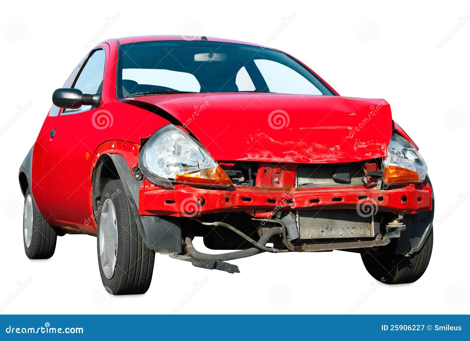 Crashed Car on White Background Stock Image - Image of road, broken ...