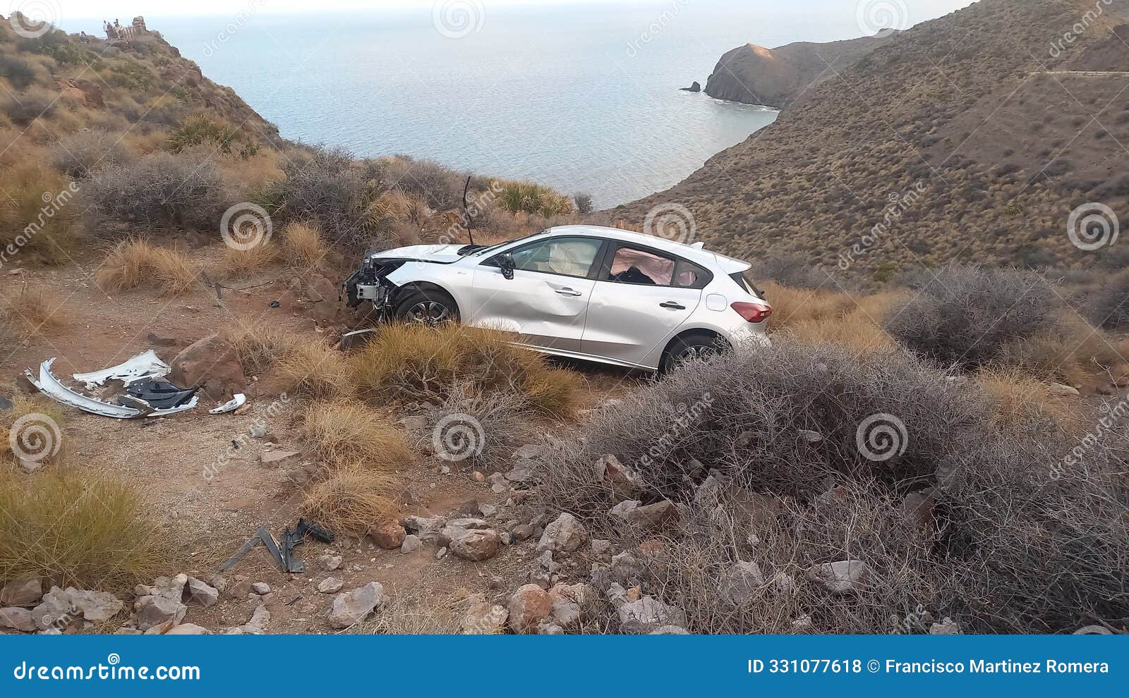 Crashed Car, Wrecked Car after Having an Accident Stock Photo - Image ...