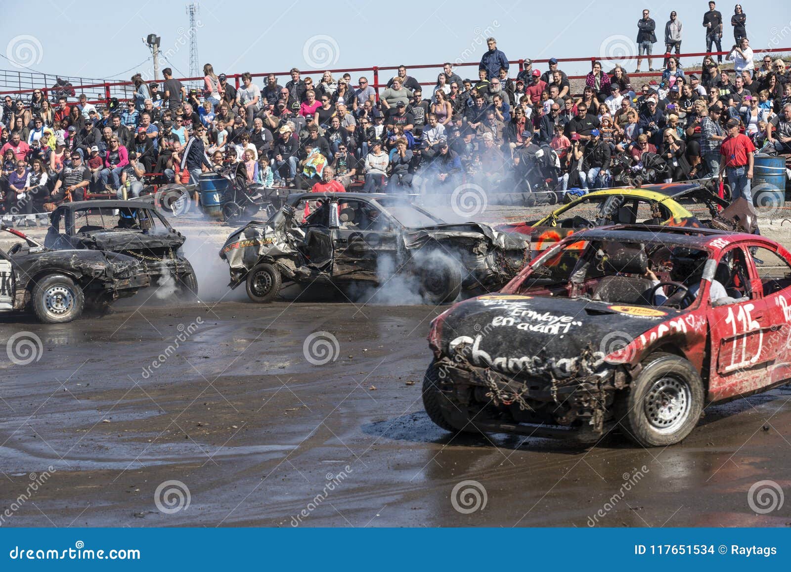 Crashed Cars in Action during Demolition Derby Editorial Stock Image ...