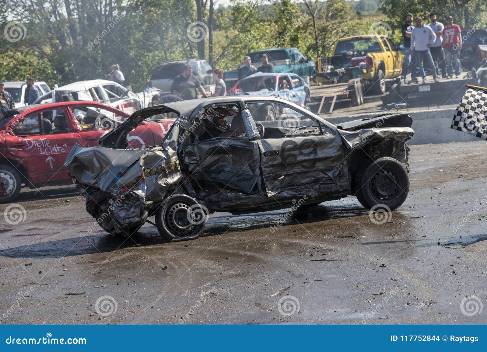 Crashed Cars during Demolition Derby Editorial Stock Image - Image of ...