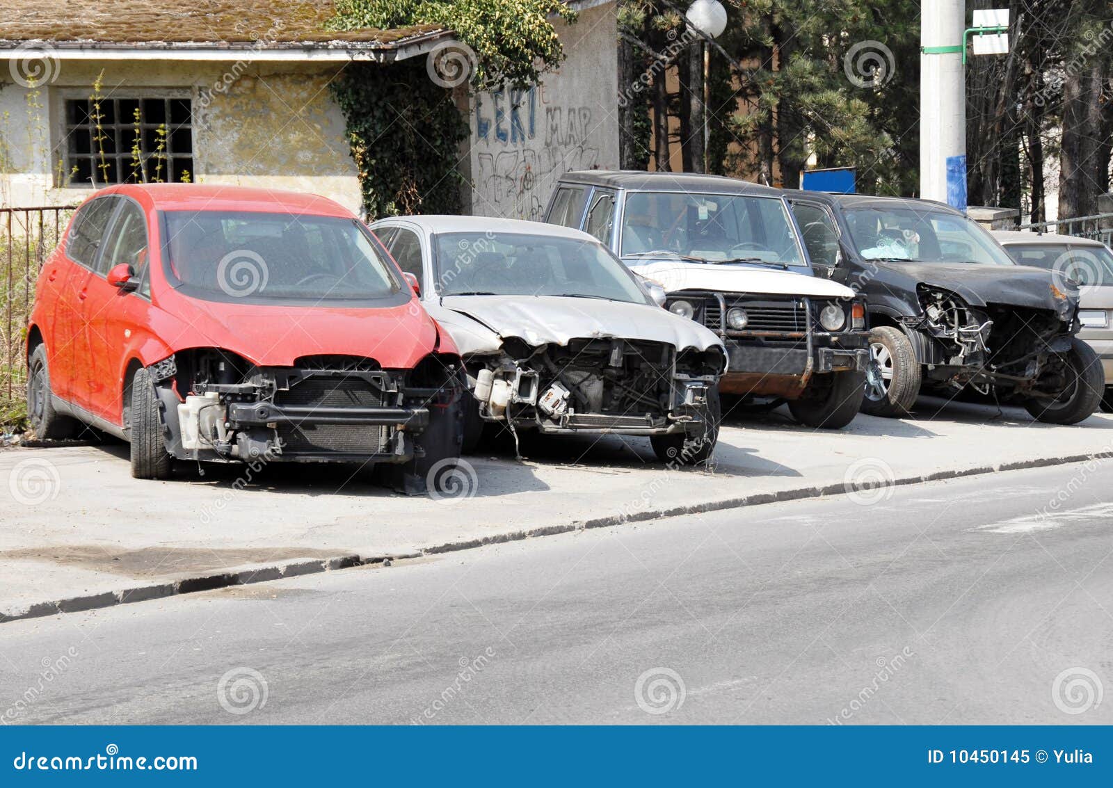 Crashed cars parked stock image. Image of agency, auto - 10450145