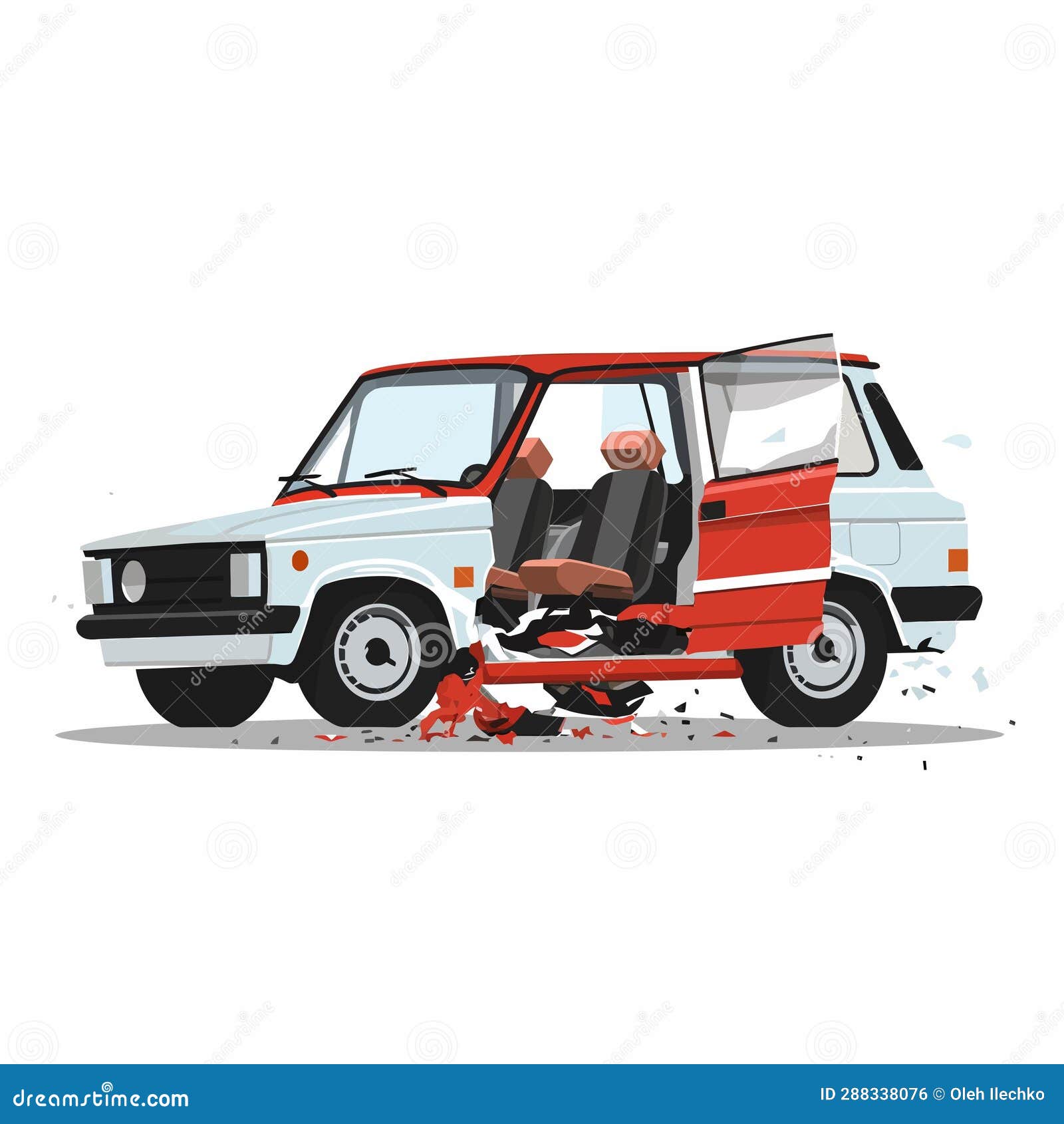 Crashed Destroyed Generic Car Vector Flat Isolated Illustration Stock ...
