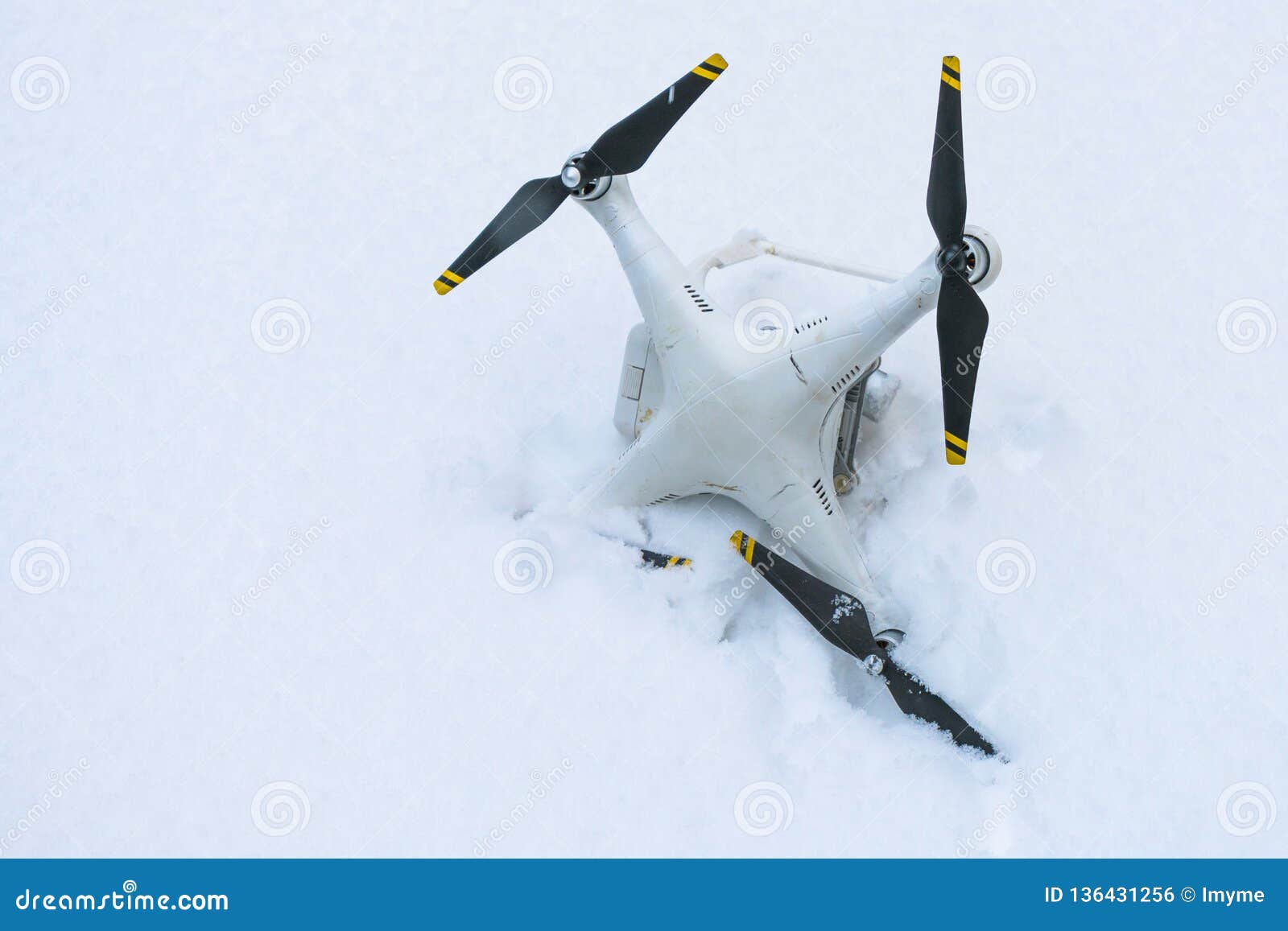 The Crashed Drone. Fallen in Snow. Phantom 3. Editorial Photo - Image ...