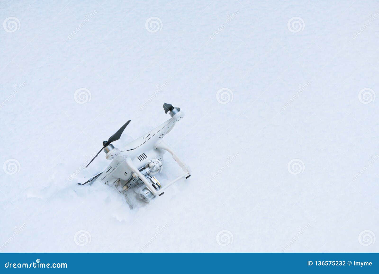The Crashed Drone. Fallen in Snow. Phantom 3. Editorial Photography ...