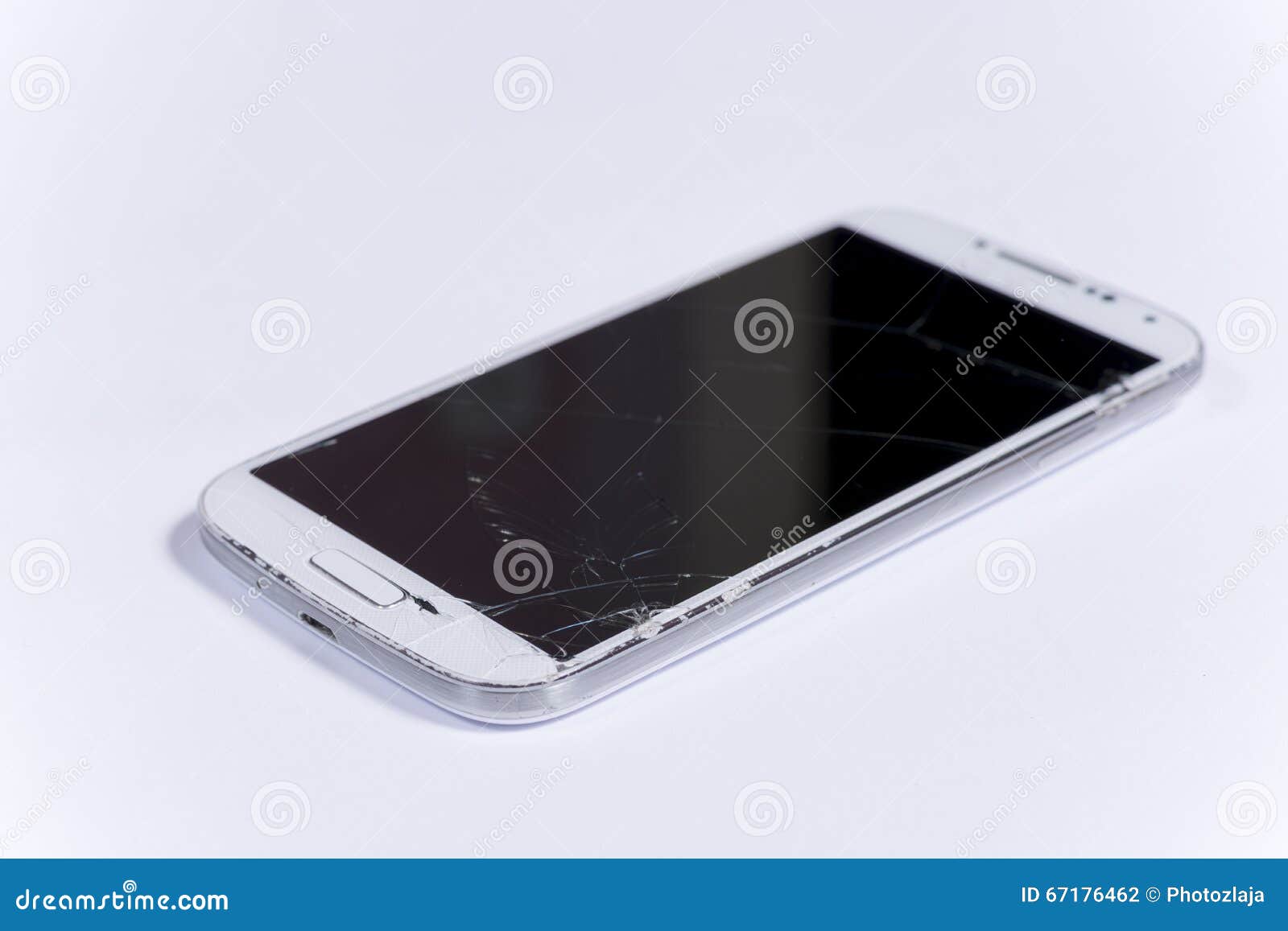 Crashed Lcd Touch Screen on the White Mobile Phone Stock Photo - Image ...