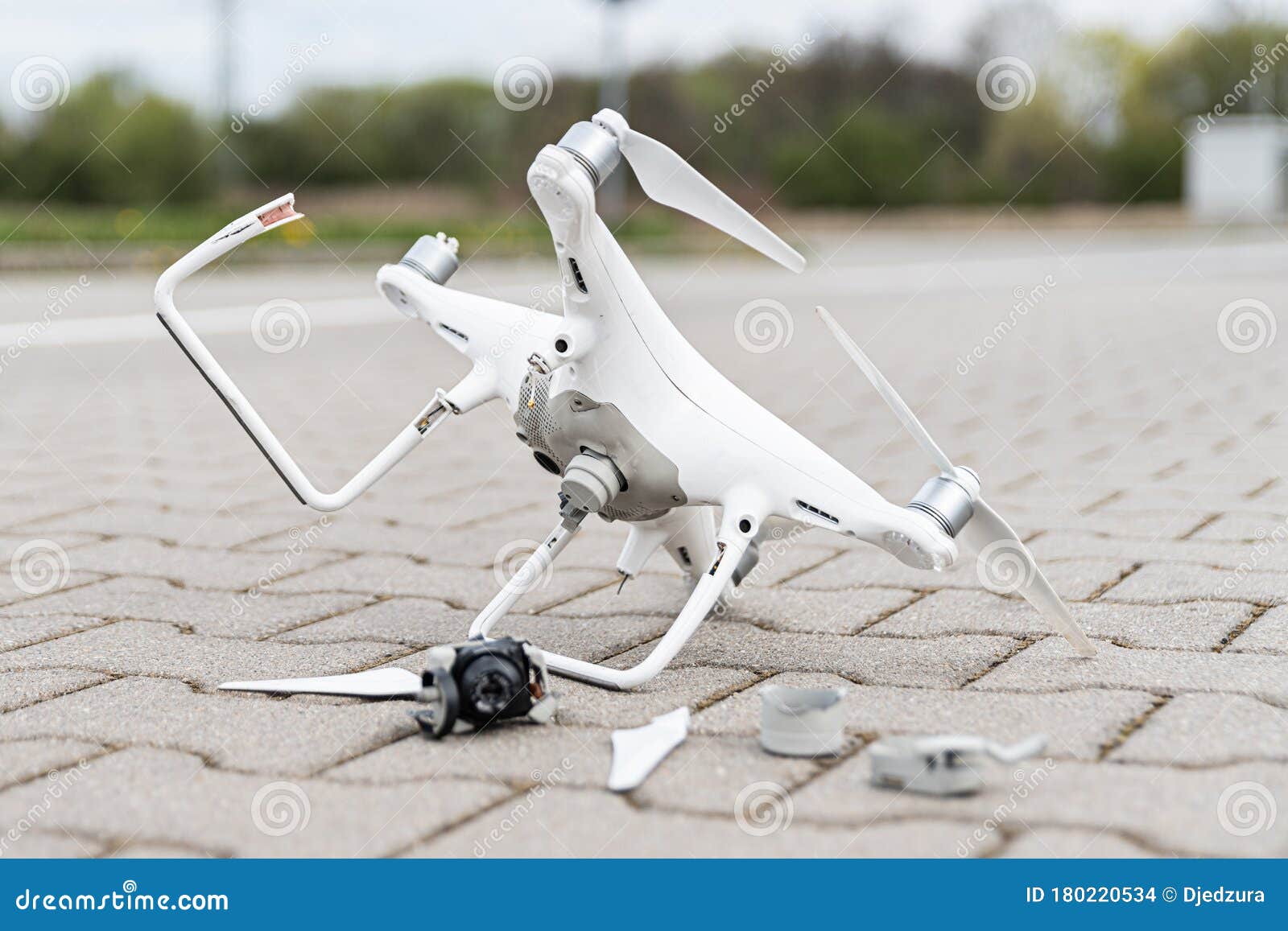 Crashed Modern Drone and Camera after Drone Accident Stock Photo ...