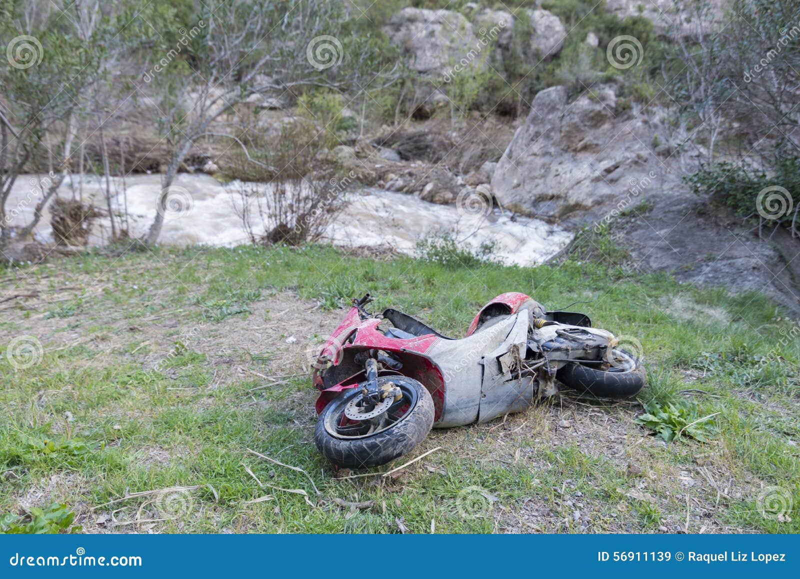 Crashed moped. stock image. Image of death, bike, motorcycle - 56911139