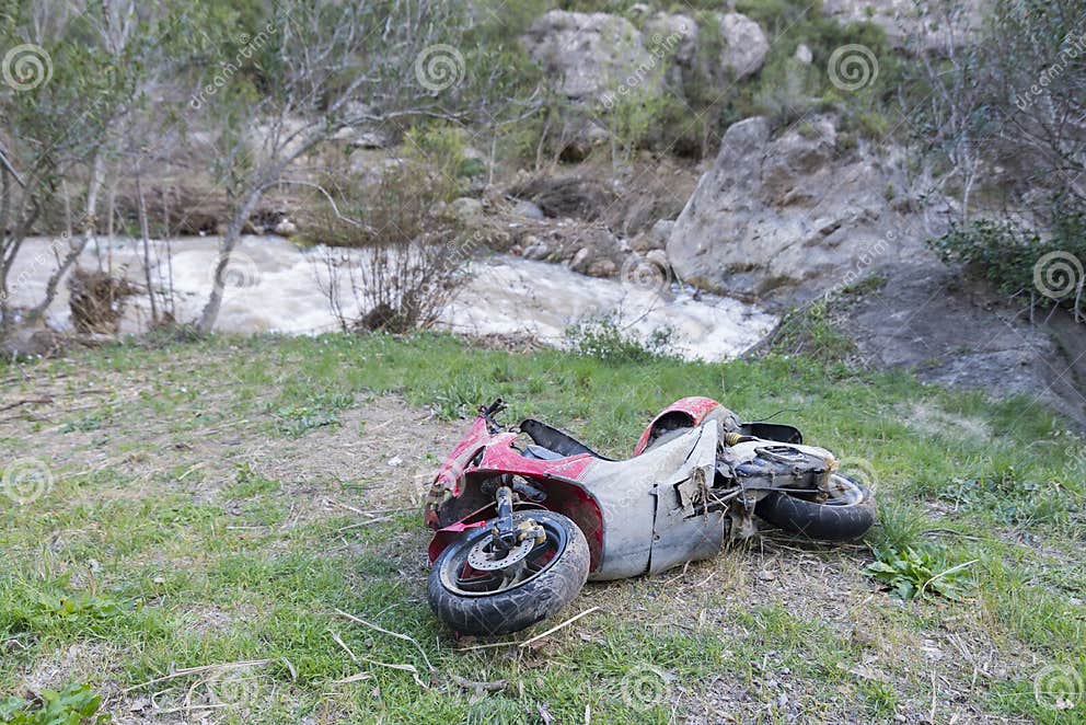 Crashed moped. stock image. Image of death, bike, motorcycle - 56911139
