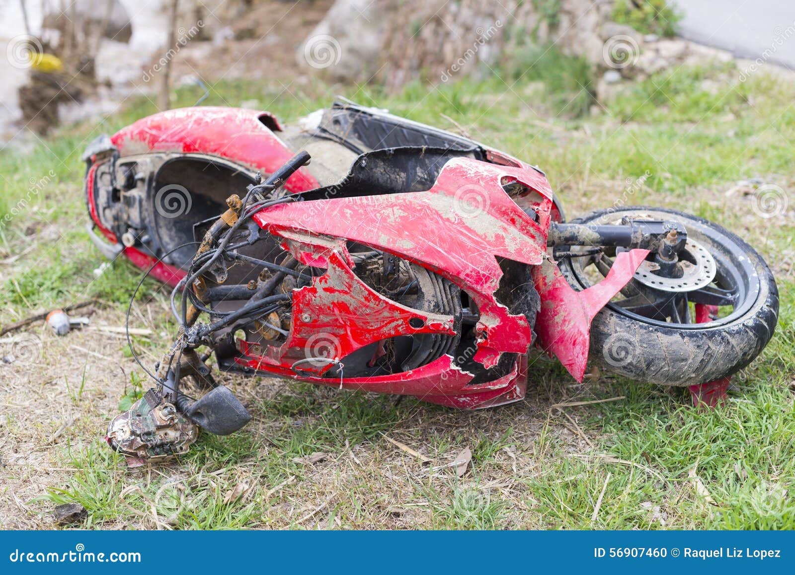 Crashed moped. stock photo. Image of motorbike, falling - 56907460