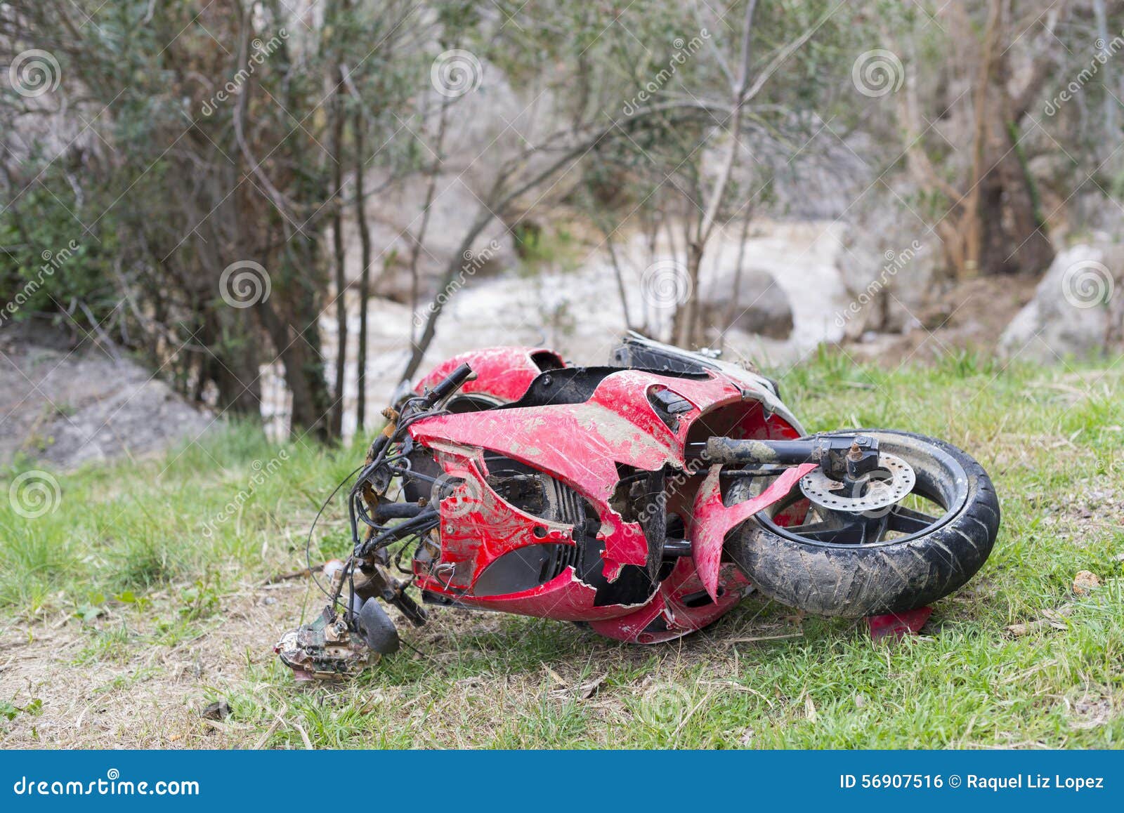 Crashed moped. stock photo. Image of cement, accident - 56907516