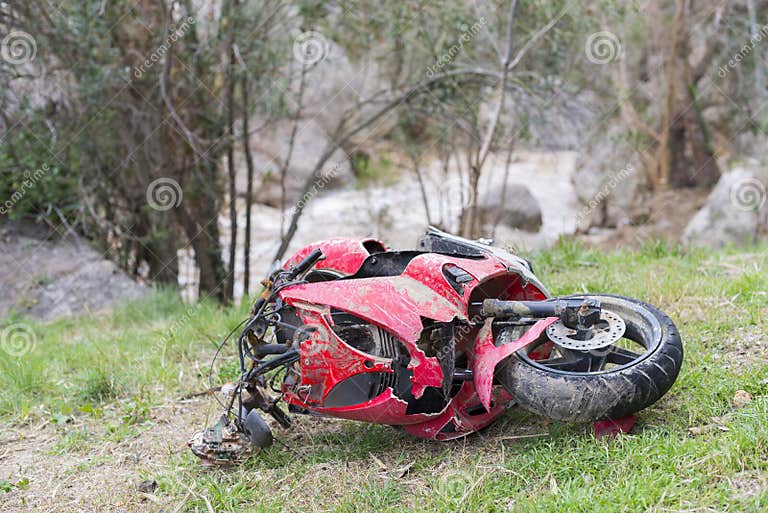 Crashed moped. stock photo. Image of cement, accident - 56907516
