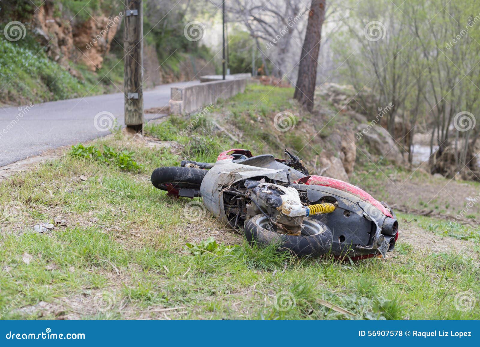 Crashed moped. stock photo. Image of death, motorbike - 56907578