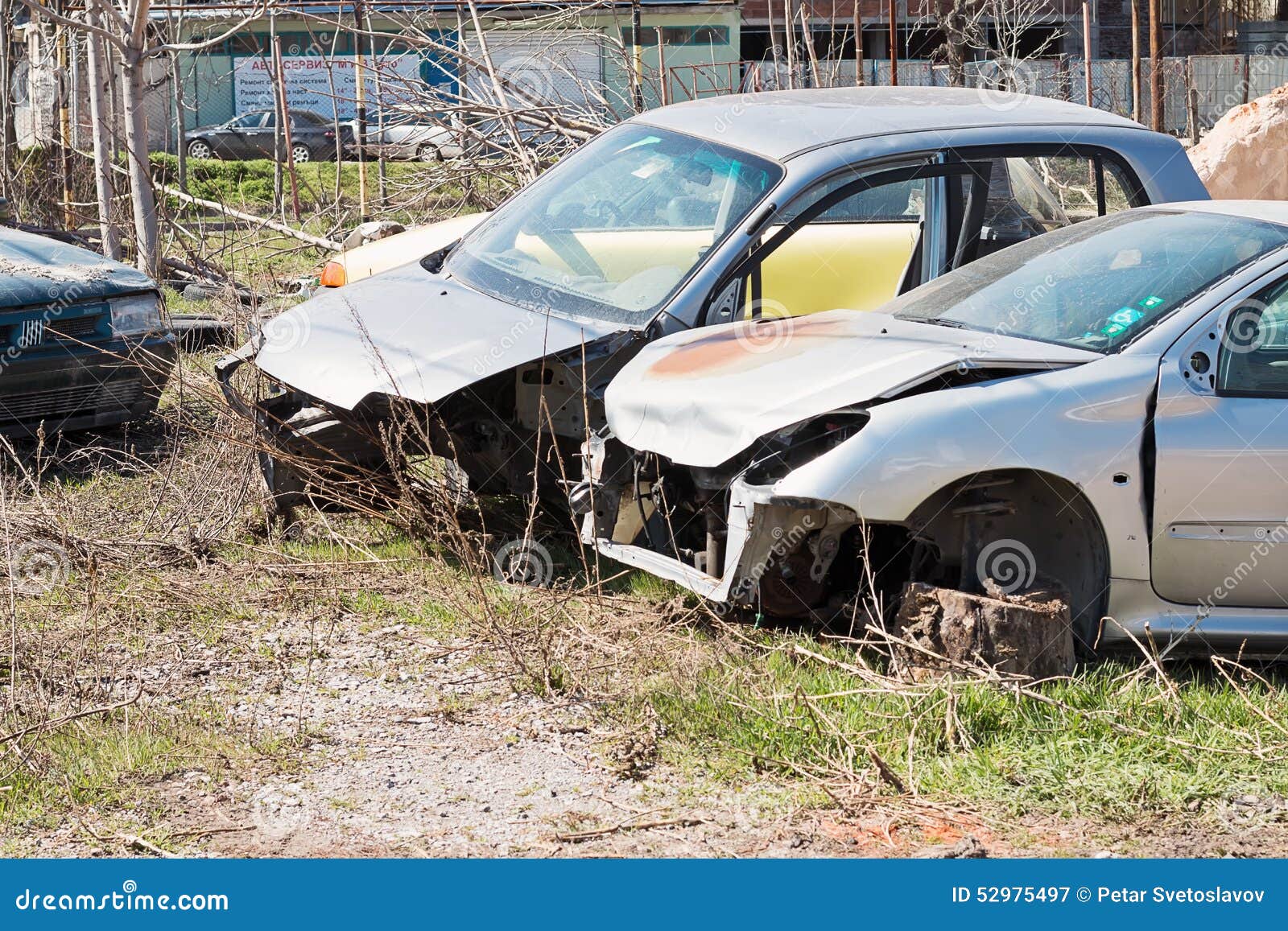 Crashed old cars stock image. Image of danger, accident - 52975497