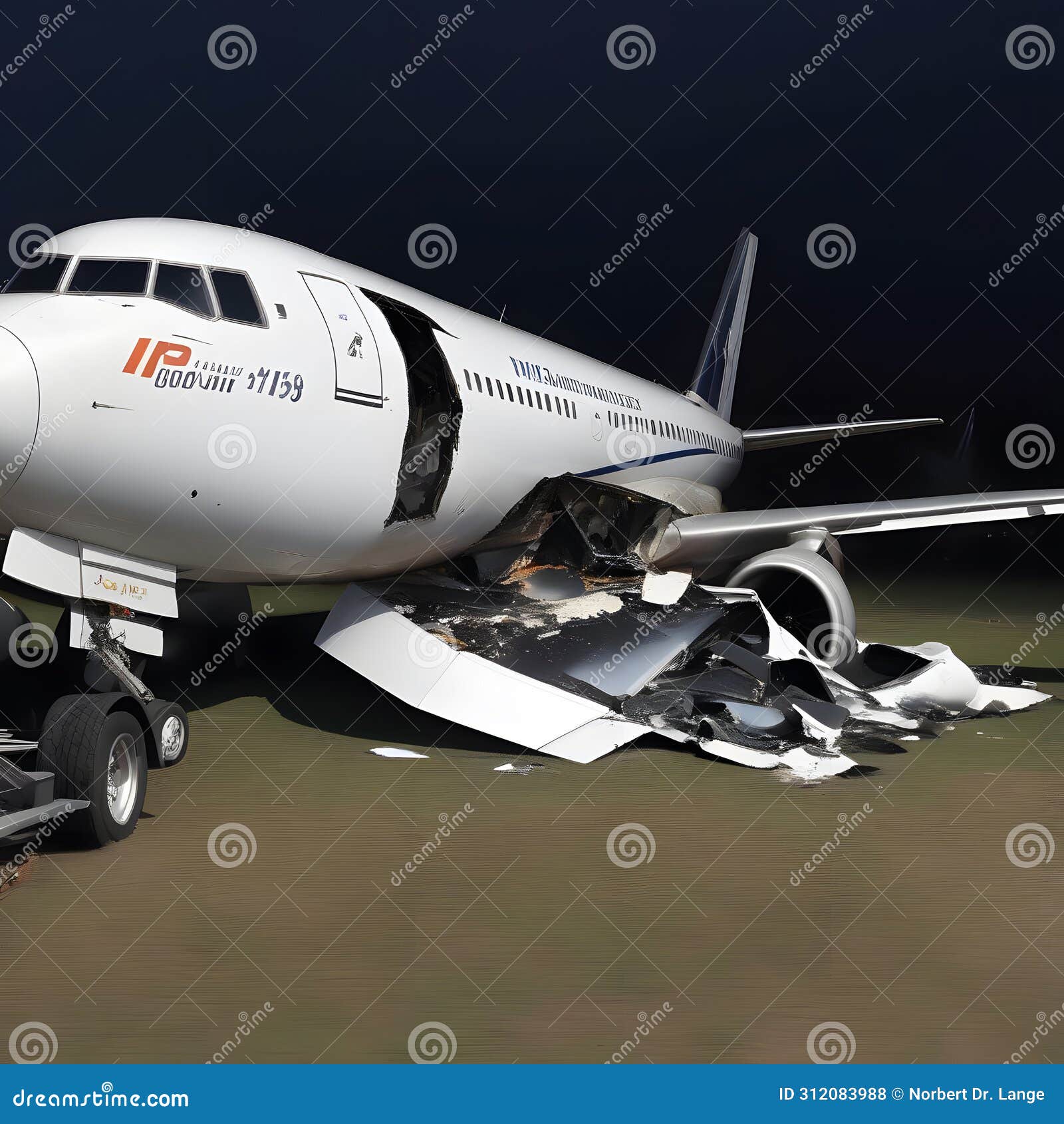 Crashed Airplane, Ai-generatet Stock Illustration - Illustration of ...