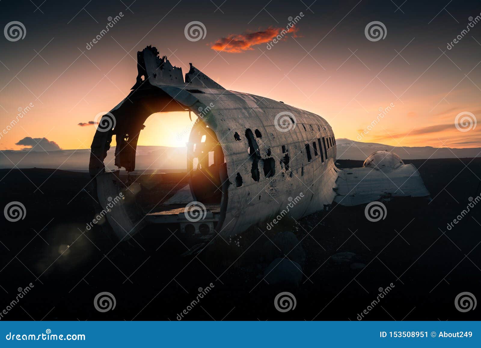 Old Crashed Plane In Iceland With Heavy Storm Clouds Royalty-Free Stock ...