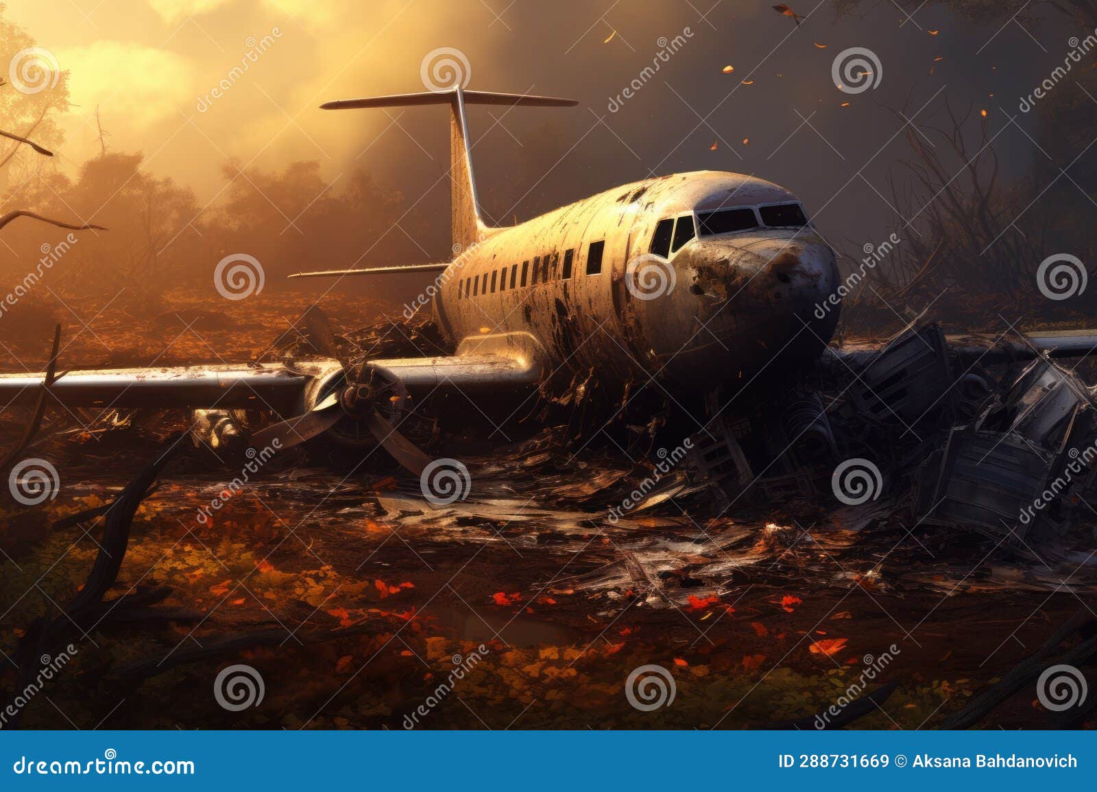 Crashed plane stock illustration. Illustration of catastrophe - 288731669