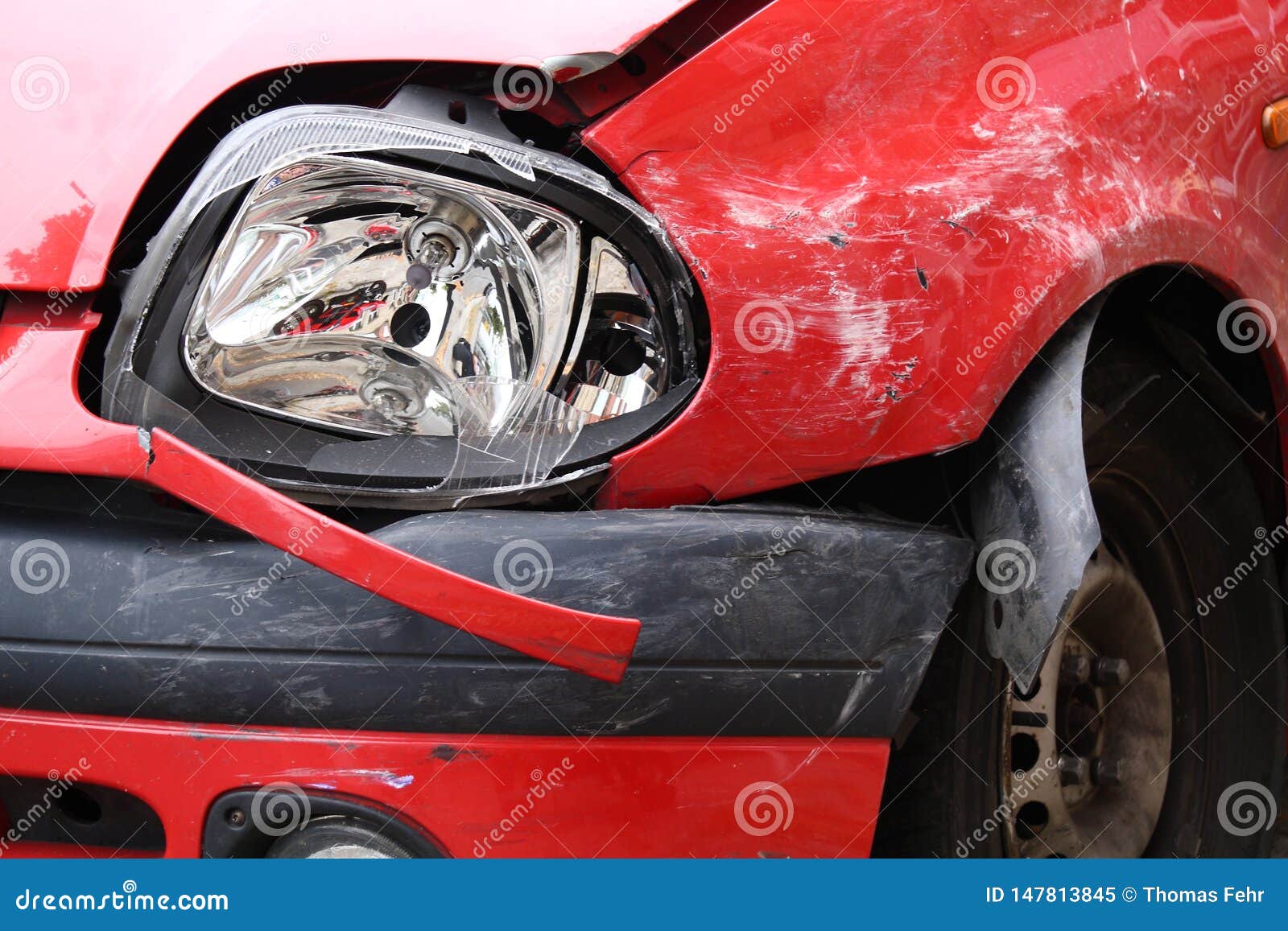 Crashed red car stock image. Image of careless, crumple - 147813845