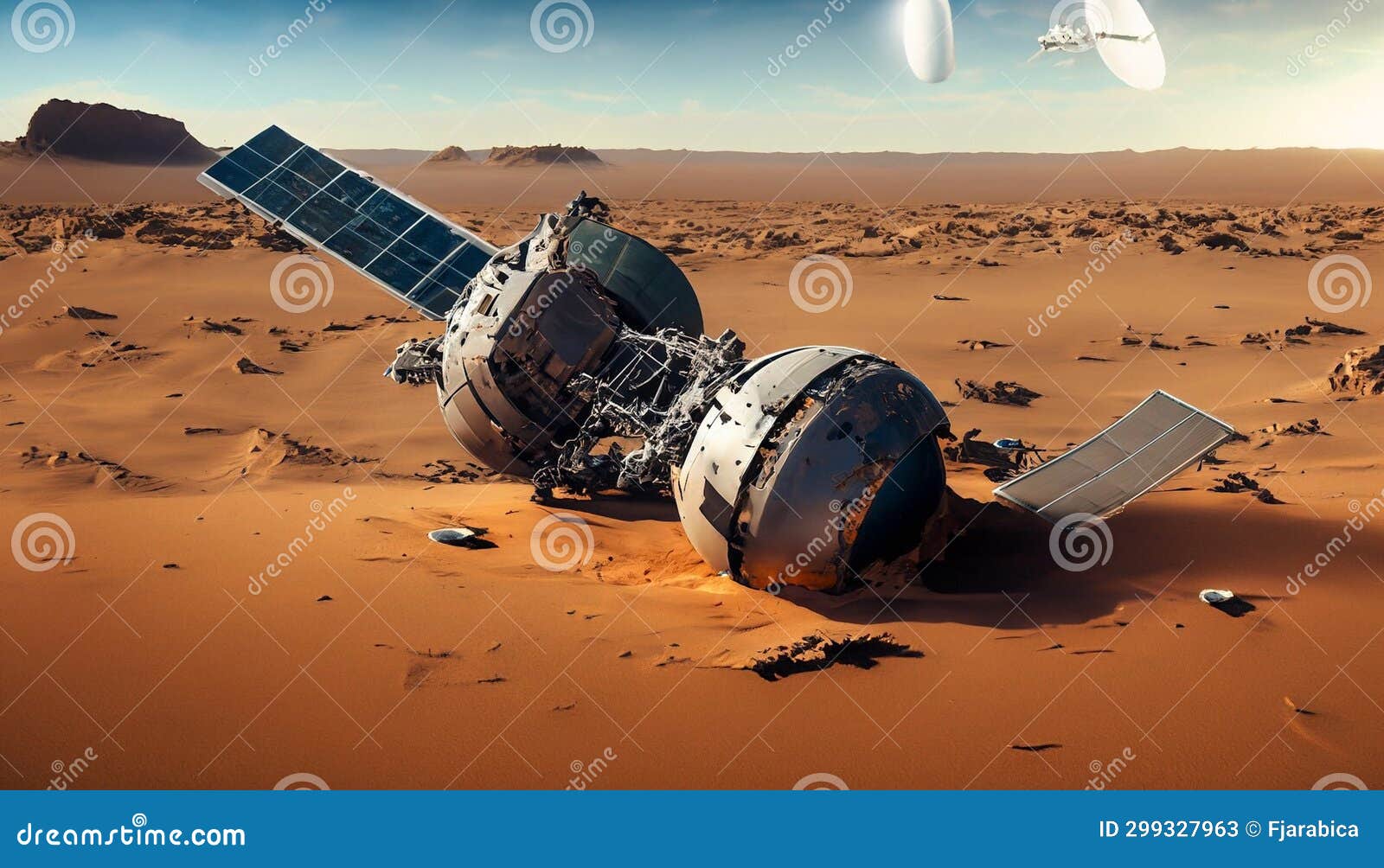 Crashed Satellite in the Desert Stock Image - Image of suitable ...