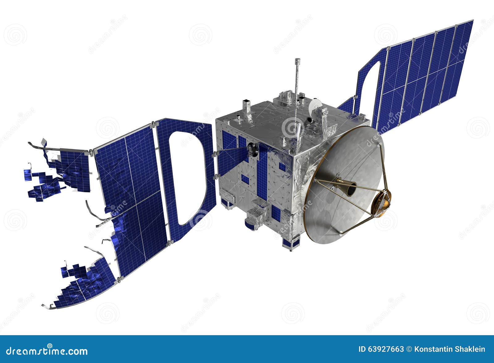 Crashed Satellite on White Background Stock Illustration - Illustration ...