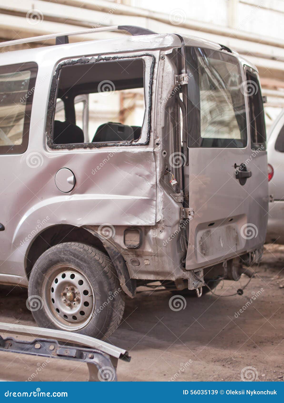 Crashed Silver Car, Back View Stock Image - Image of danger, colored ...