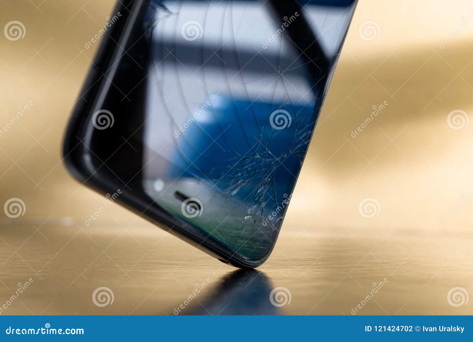 Crashed Smartphone or Phone with Broken LCD Glass Display Stock Photo ...