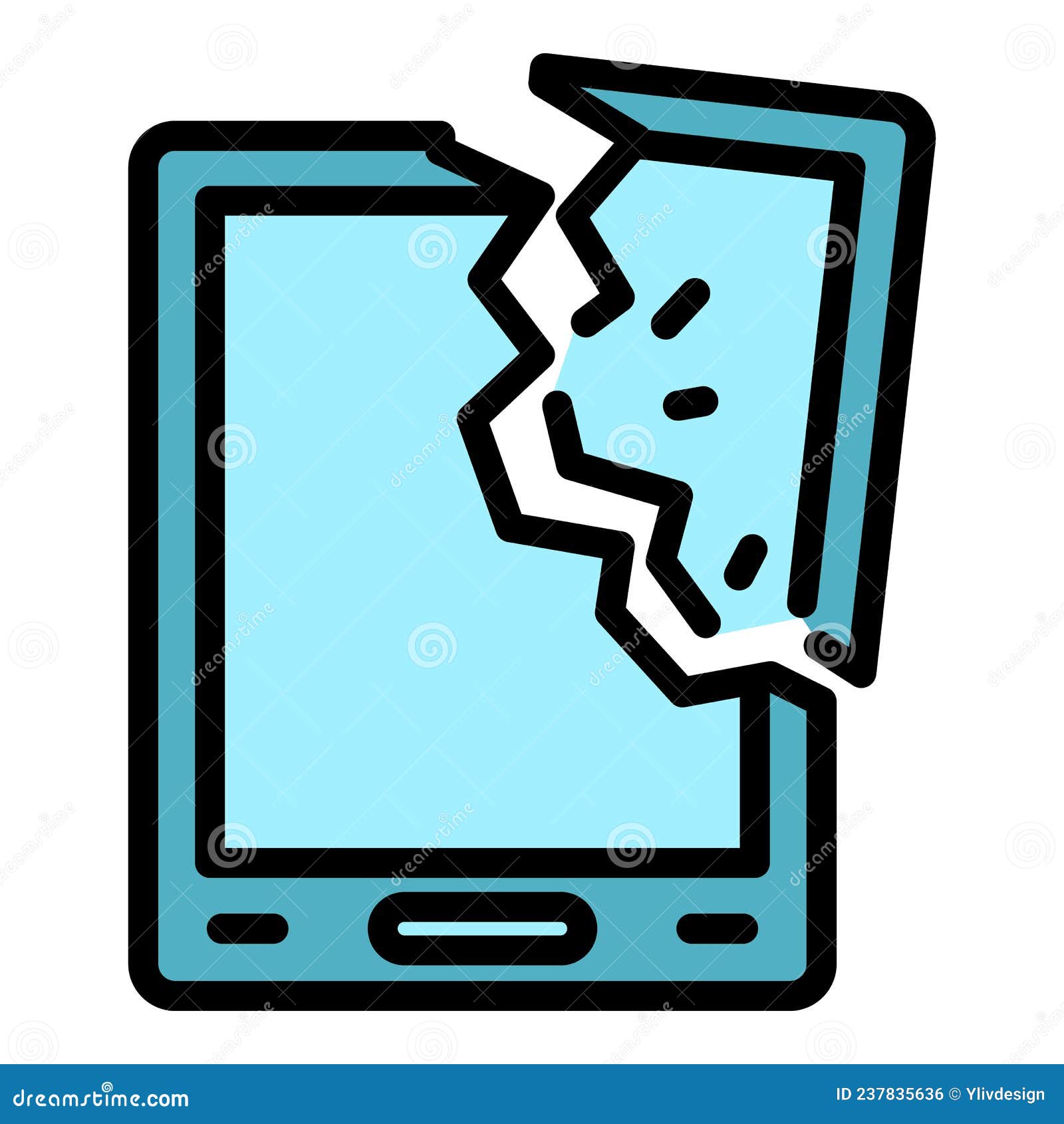 Crashed Tablet Icon Color Outline Vector Stock Illustration ...