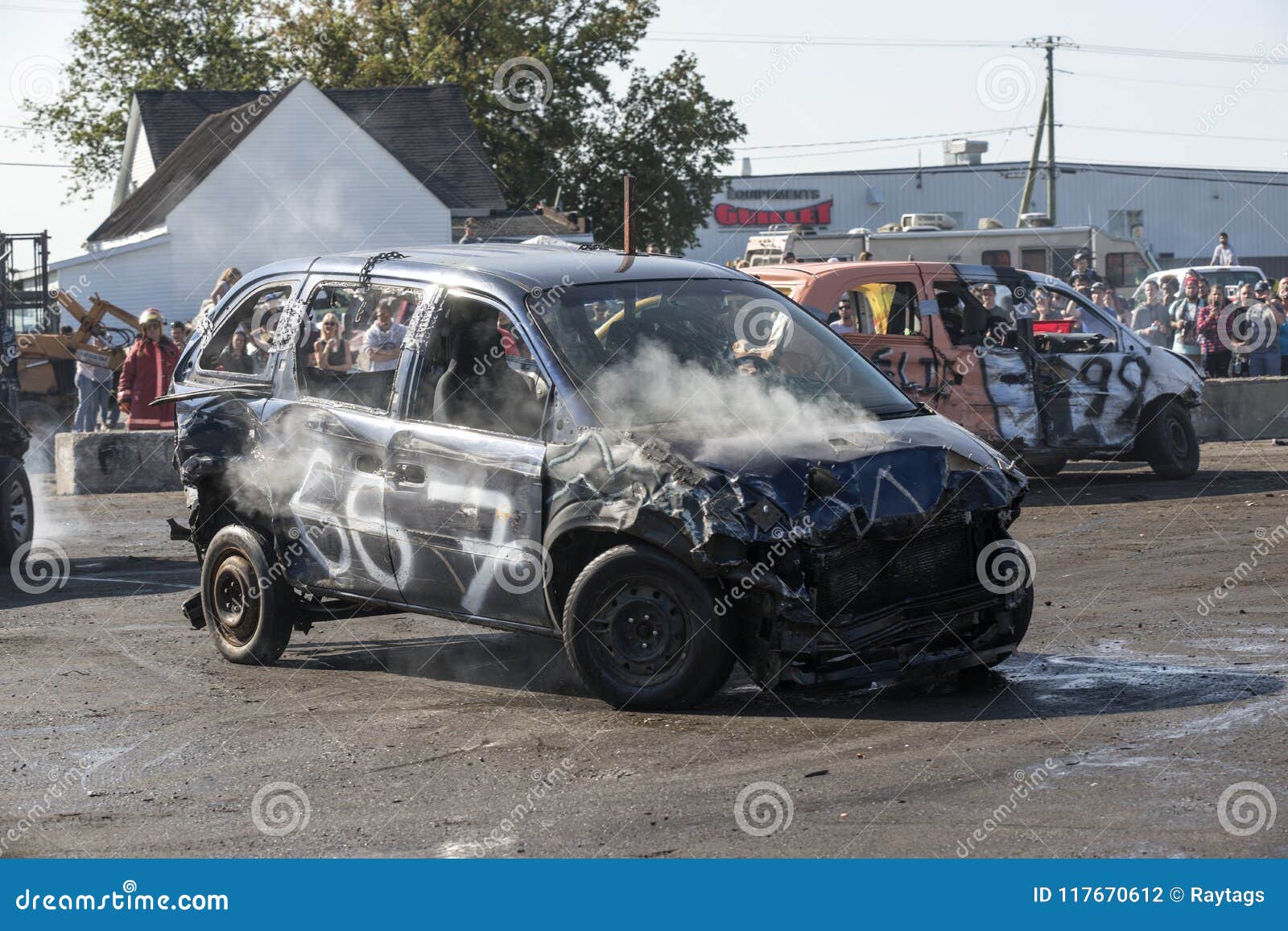Crashed Van in Action during Demolition Derby Editorial Photography ...