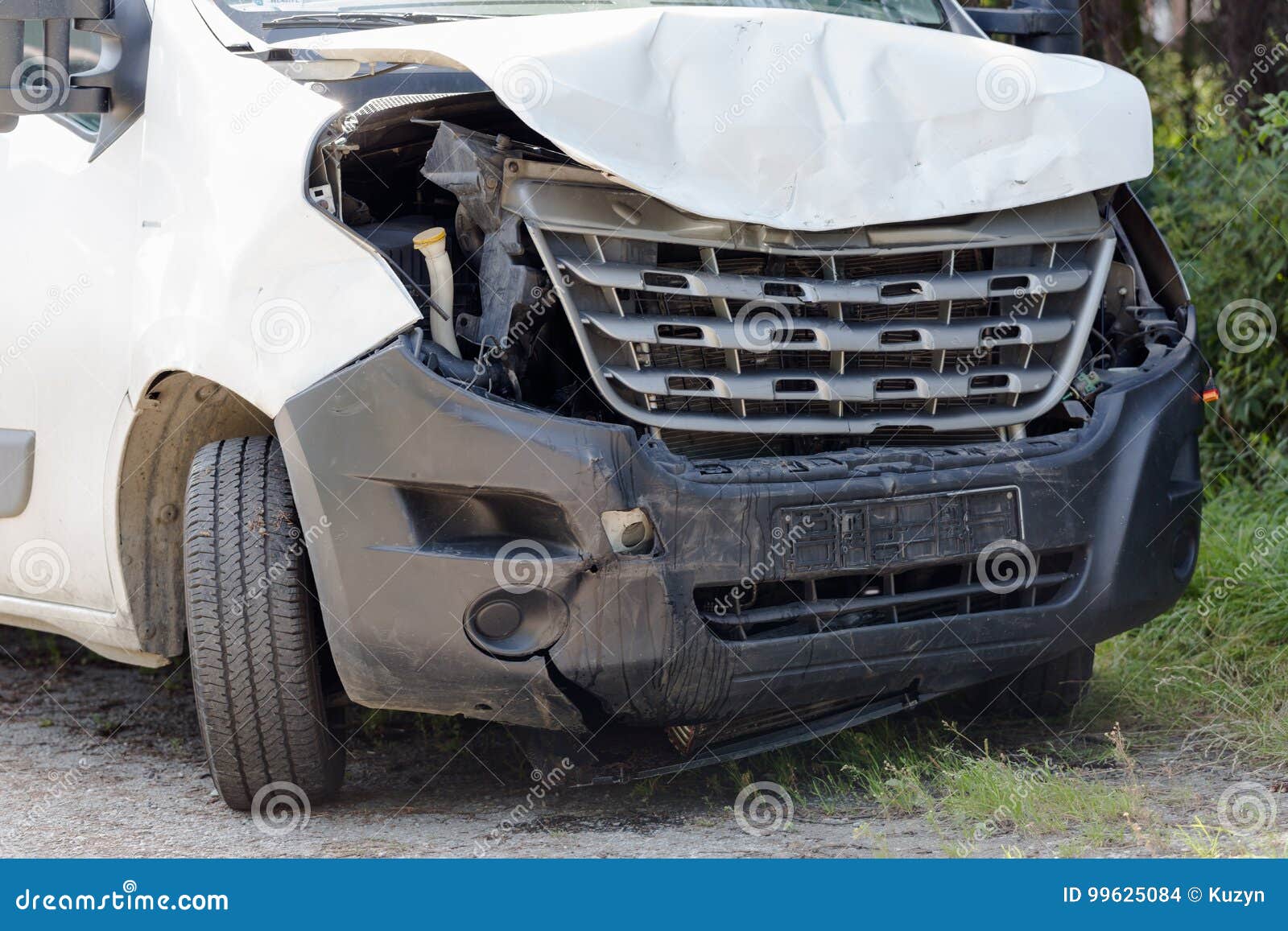Crashed van front view stock photo. Image of drive, city - 99625084