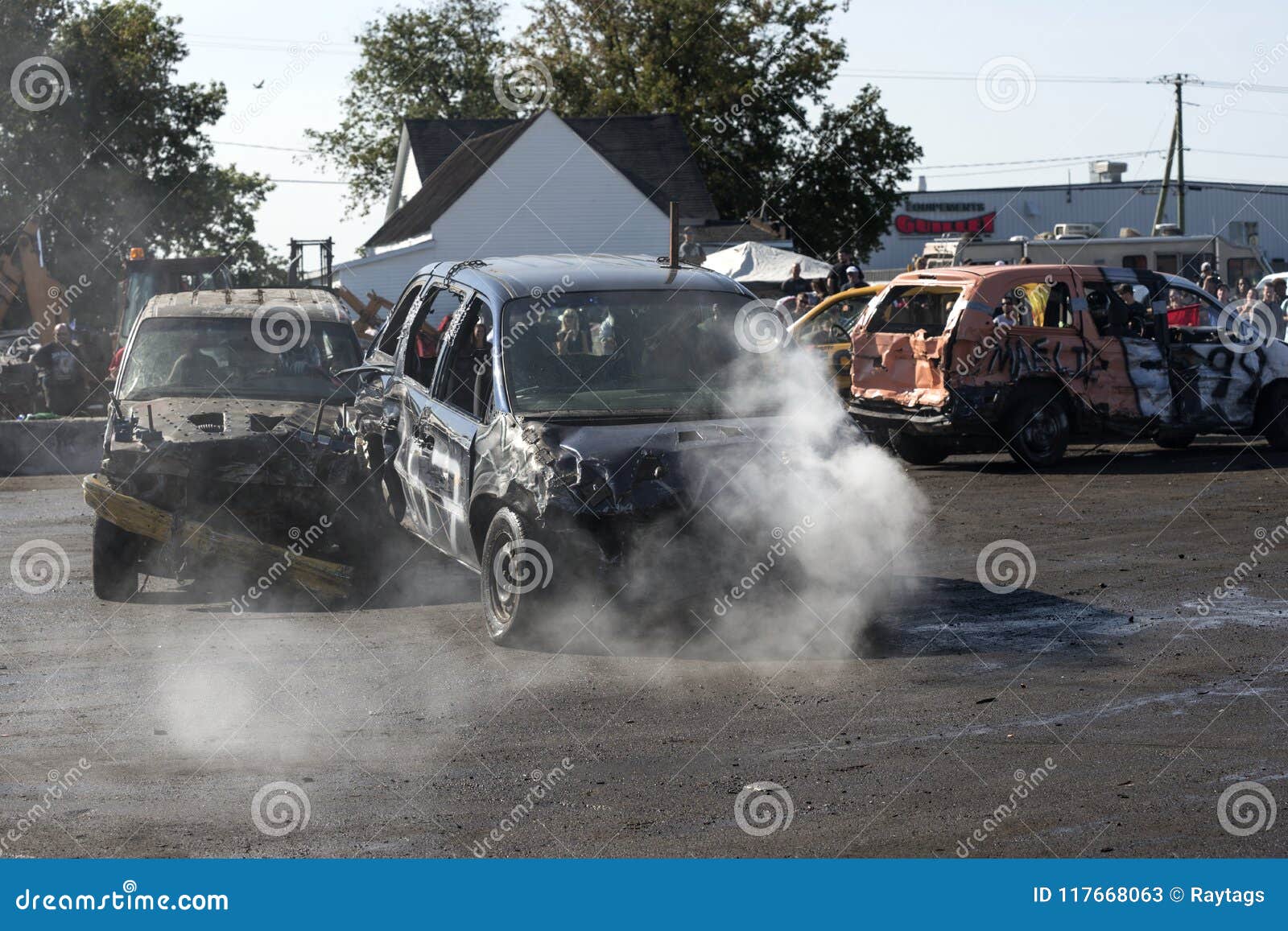 Crashed Vans in Action during Demolition Derby Editorial Stock Photo ...