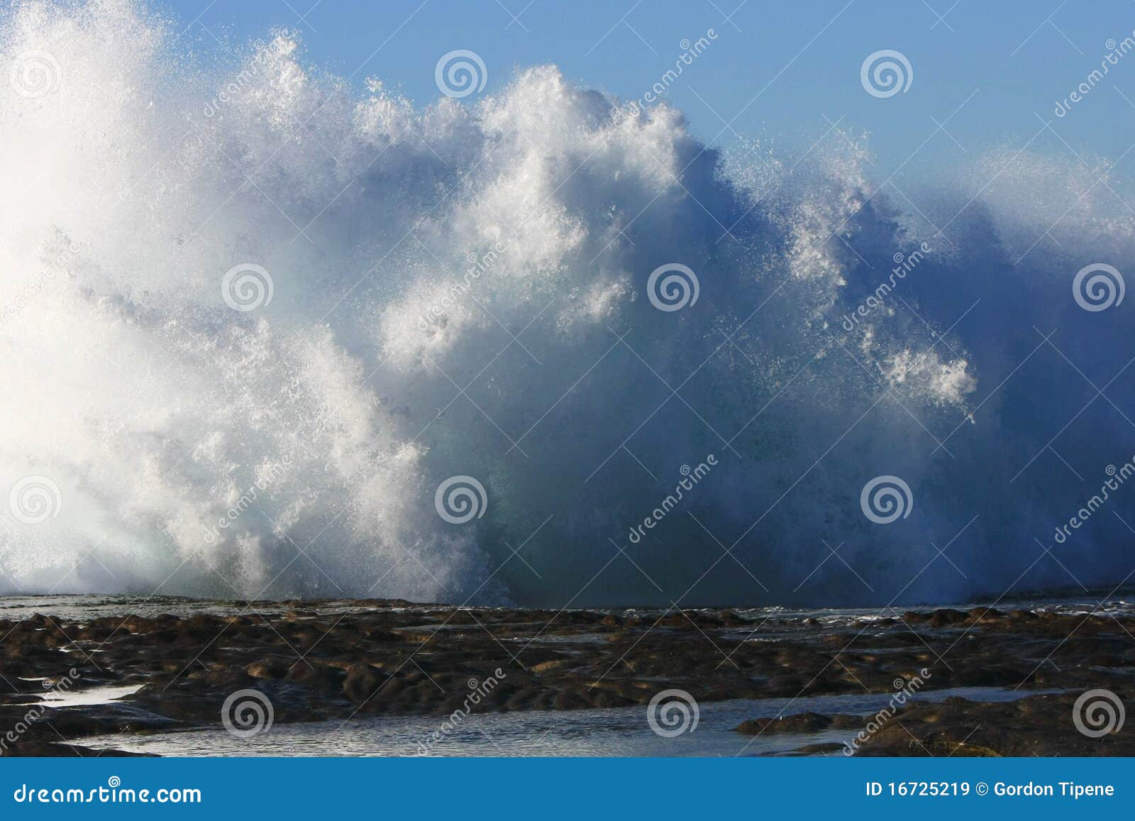 Crashing Waves on Rock Ledge Stock Image - Image of tsunami, black ...
