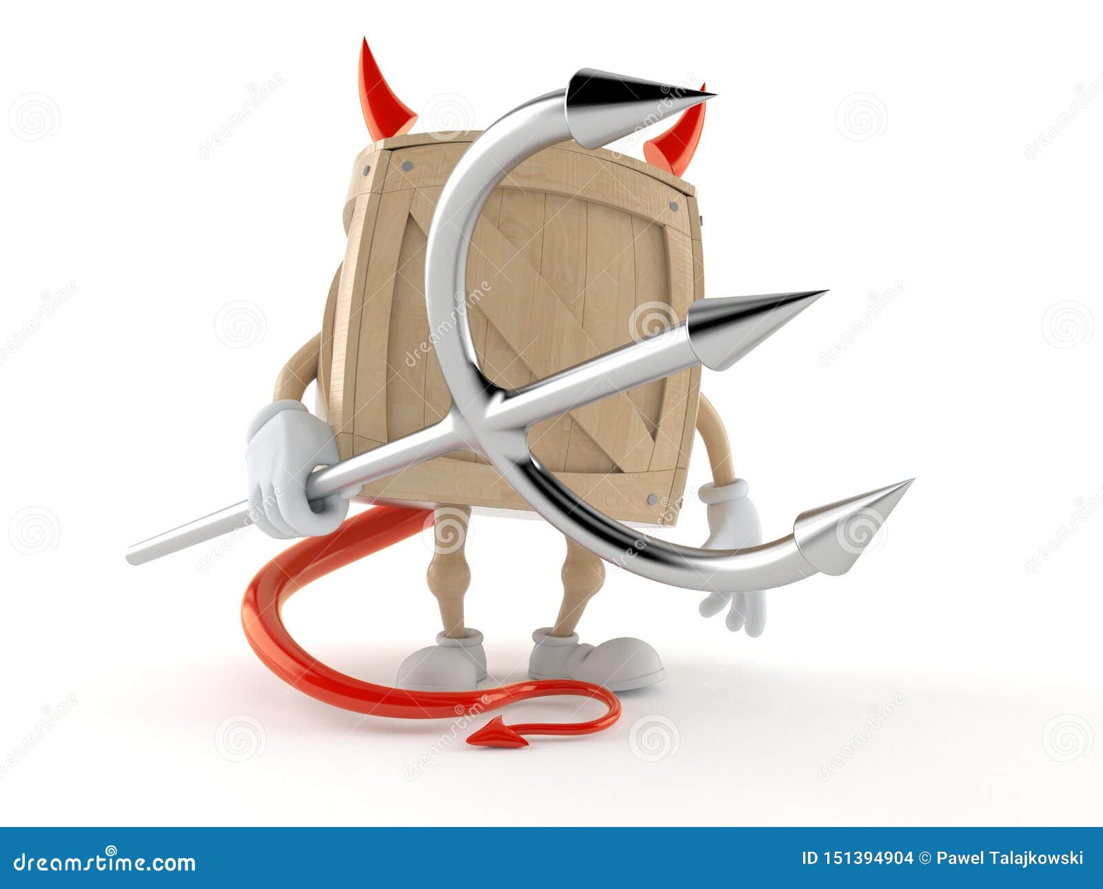 Crate Character with Devil Horns and Pitchfork Stock Illustration ...